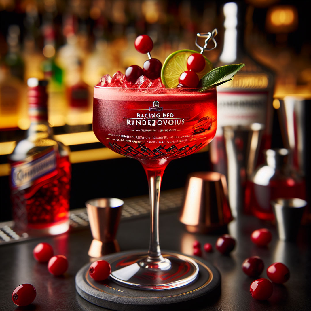 Racing Red Rendezvous, Vibrant sporty cocktail with Cointreau and cranberry juice