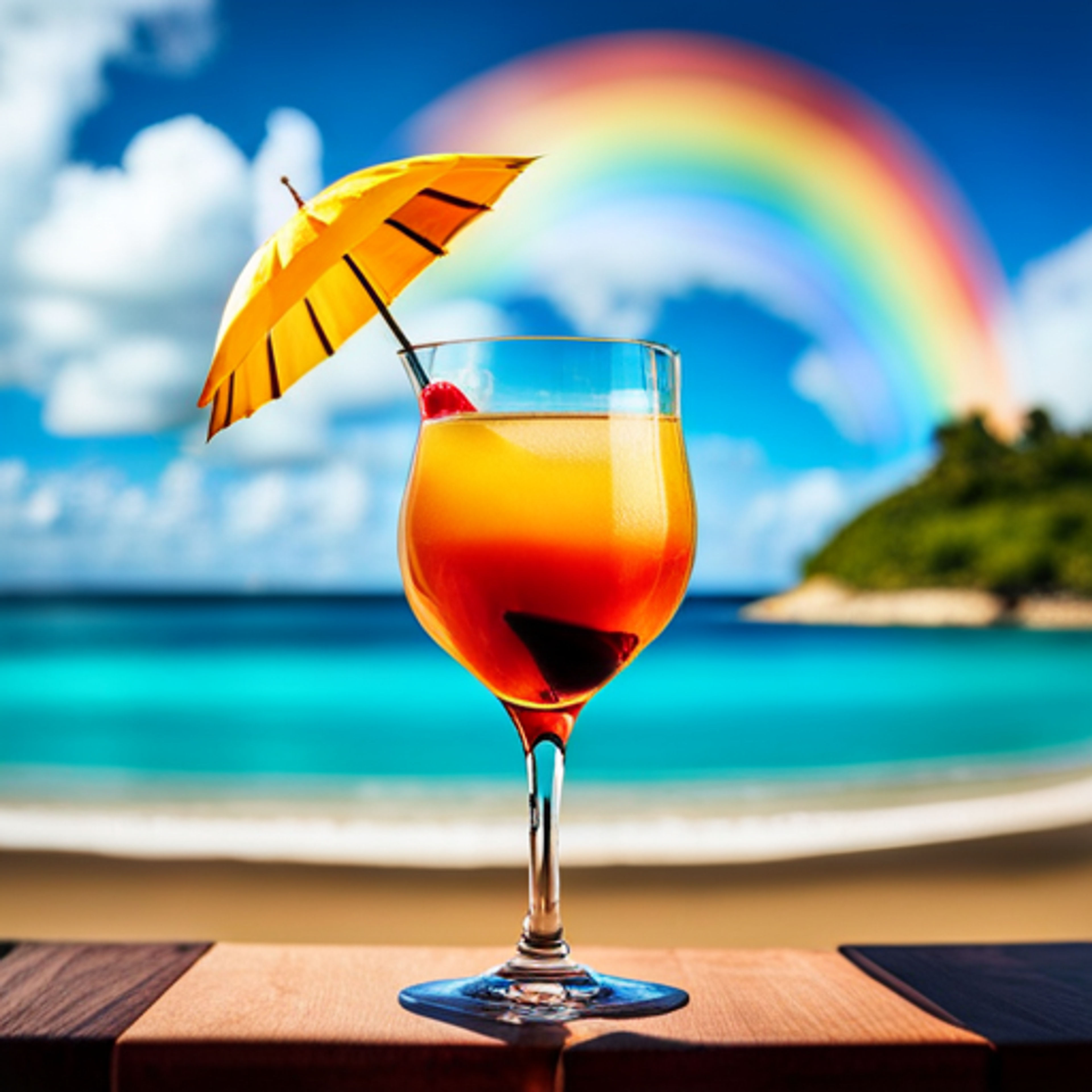 Rainbow Dash, Vibrant rainbow cocktail in a glass
