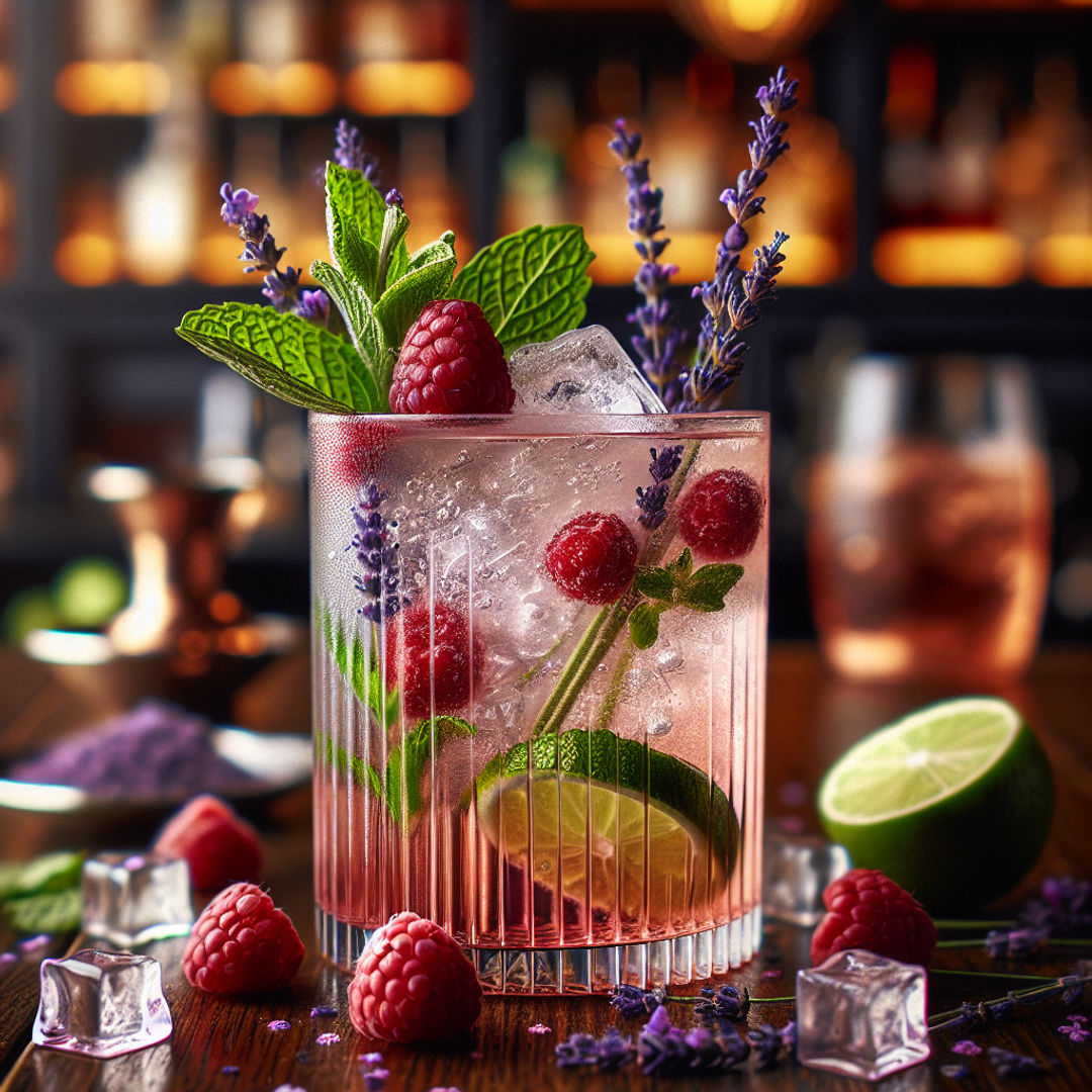 Raspberry Lavender Joy Sweet Refreshing Cocktail With Raspberries Sprite And Lavender