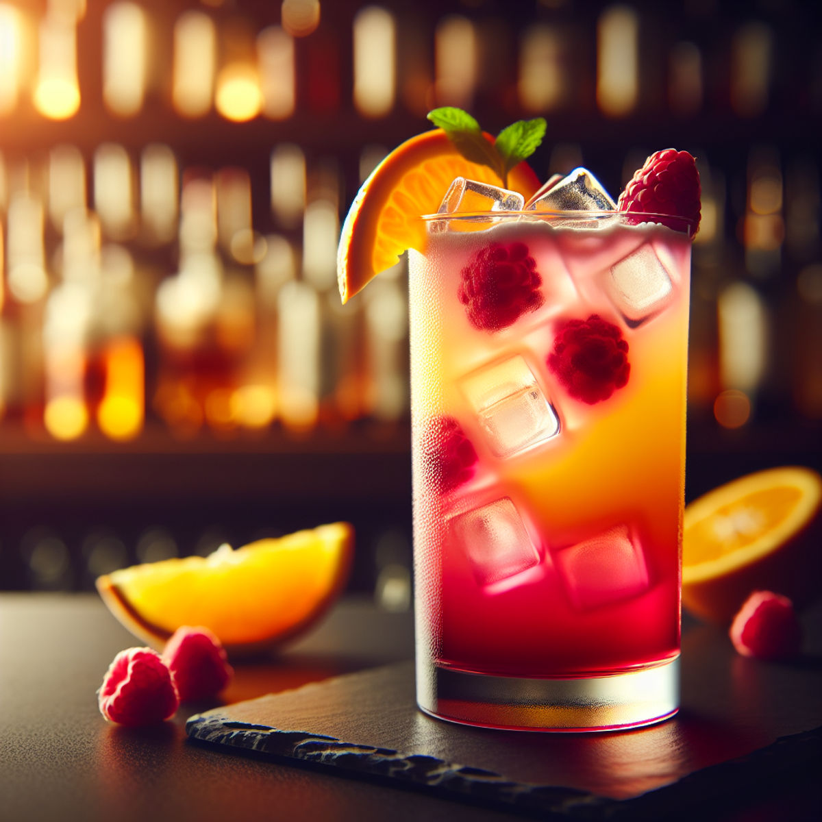 Raspberry Sunset Spritzer, Refreshing cocktail with white rum ...