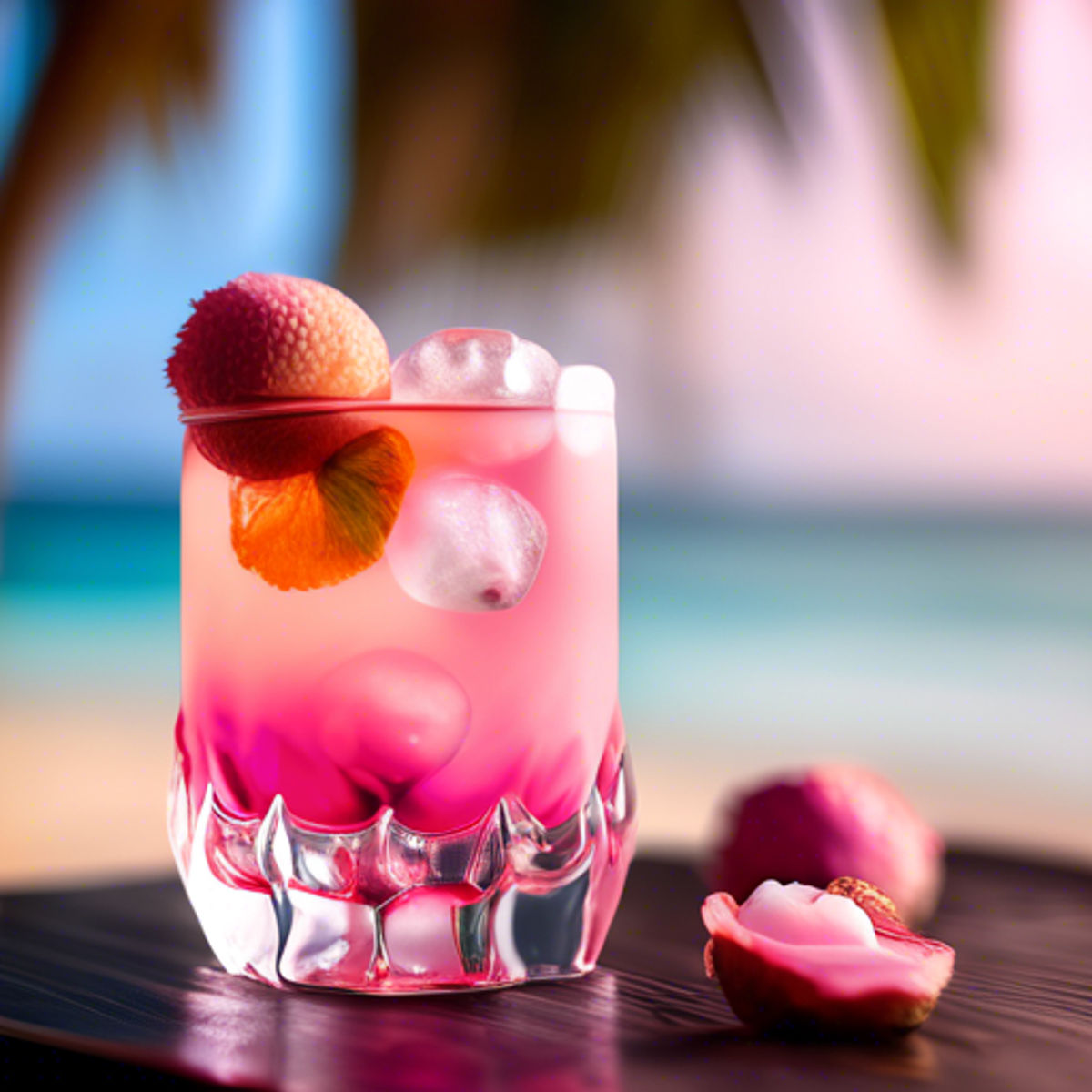 Rose Lychee Whisper, Delicate floral cocktail with lychee, rose, and ...
