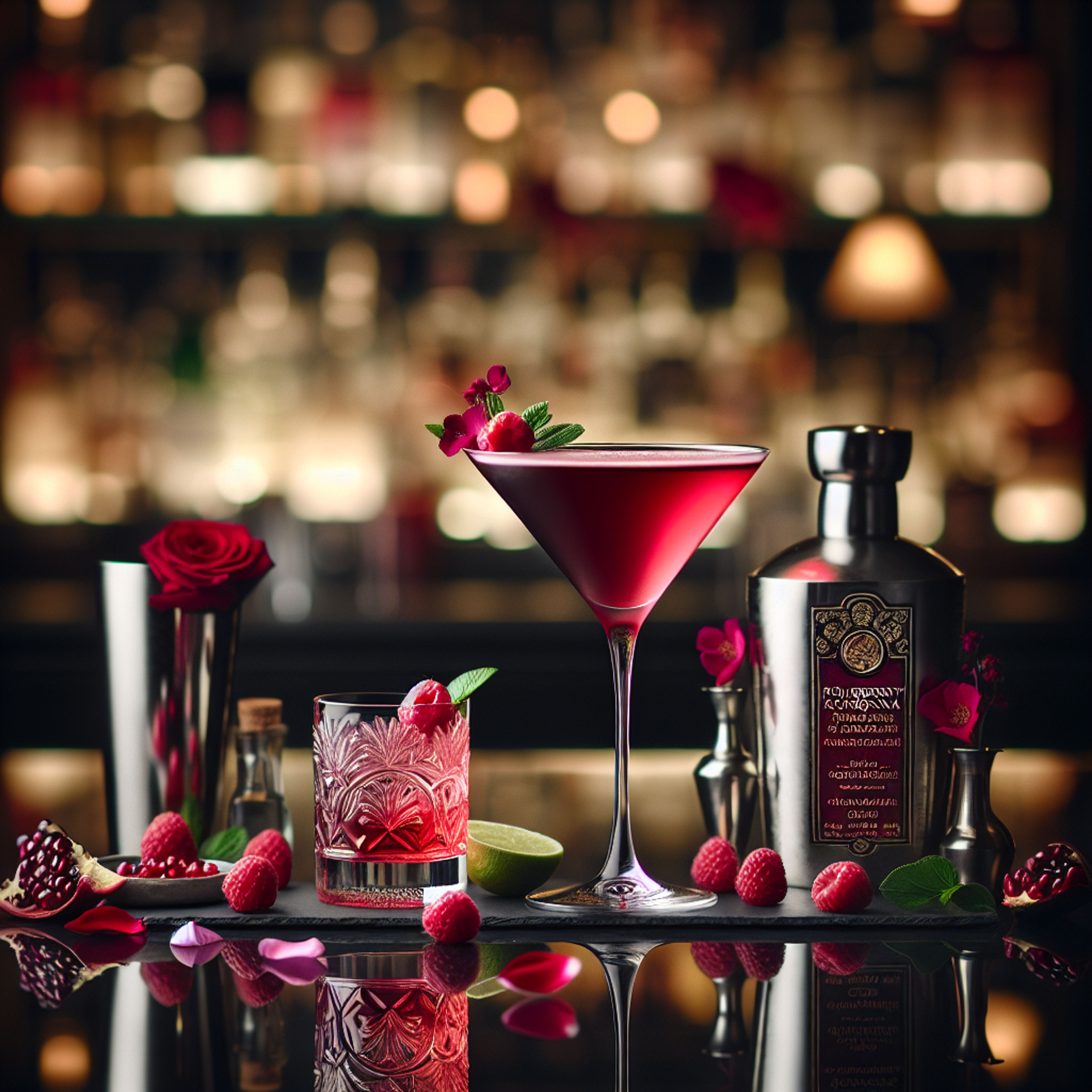 Ruby Romance, elegant and vibrant cocktail for celebrating love and union