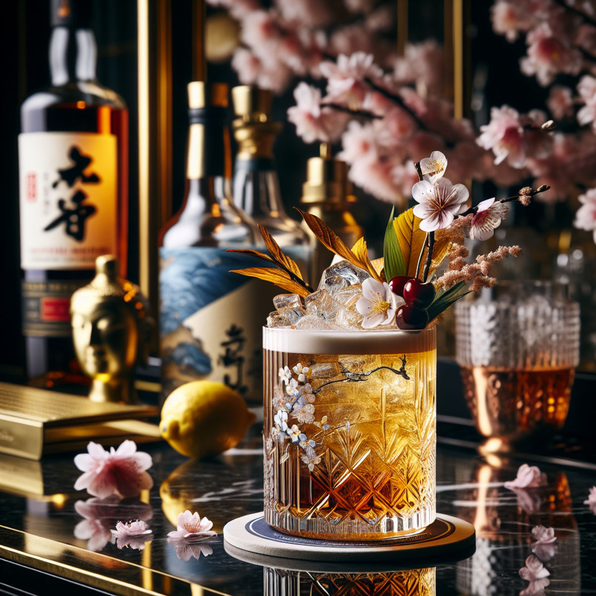 Sakura Sunset Serenade, Harmonious blend of Fuji whisky, cherry blossom ...