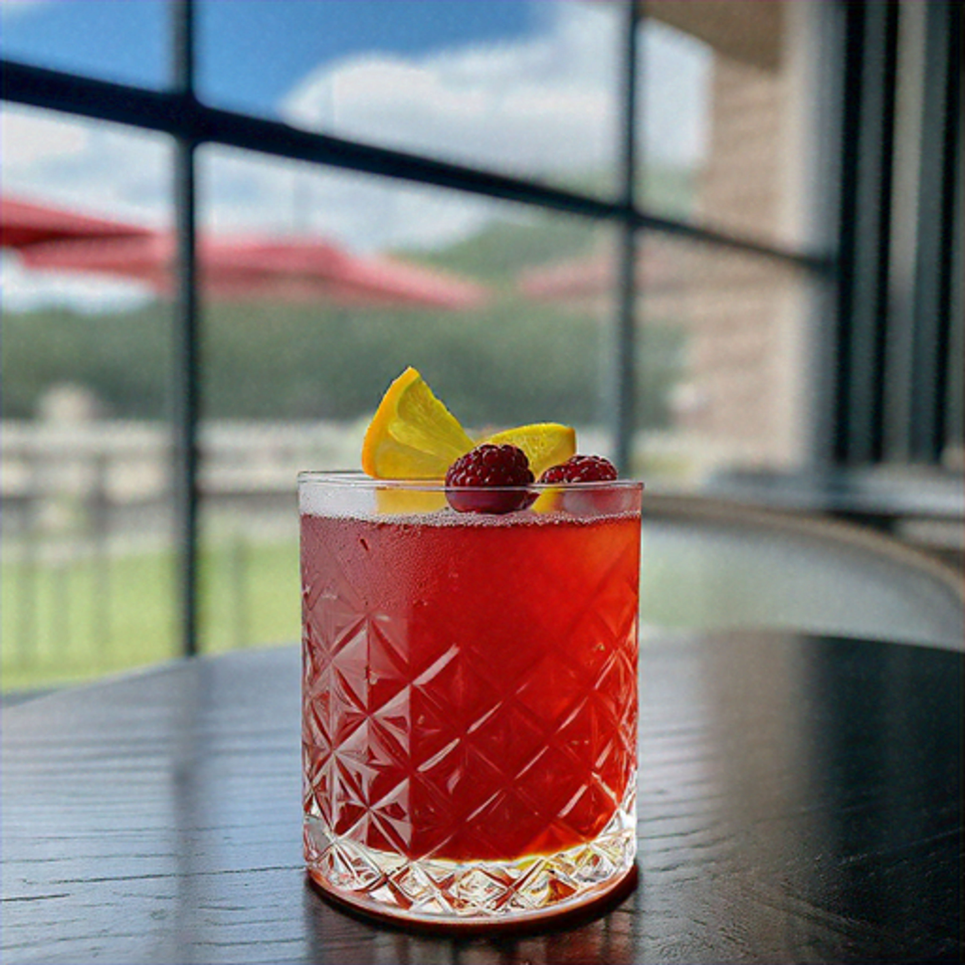 Scarlet Ember, Spicy raspberry cocktail with a delightful kick