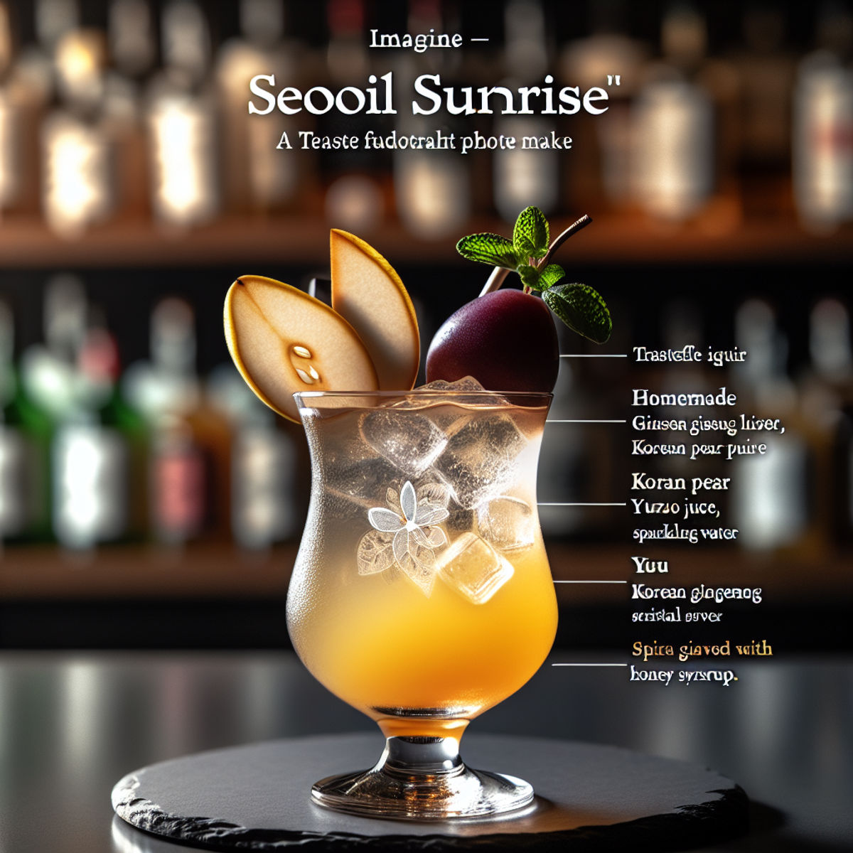Seoul Sunrise, Korean ginseng cocktail with local fruits, invigorating ...