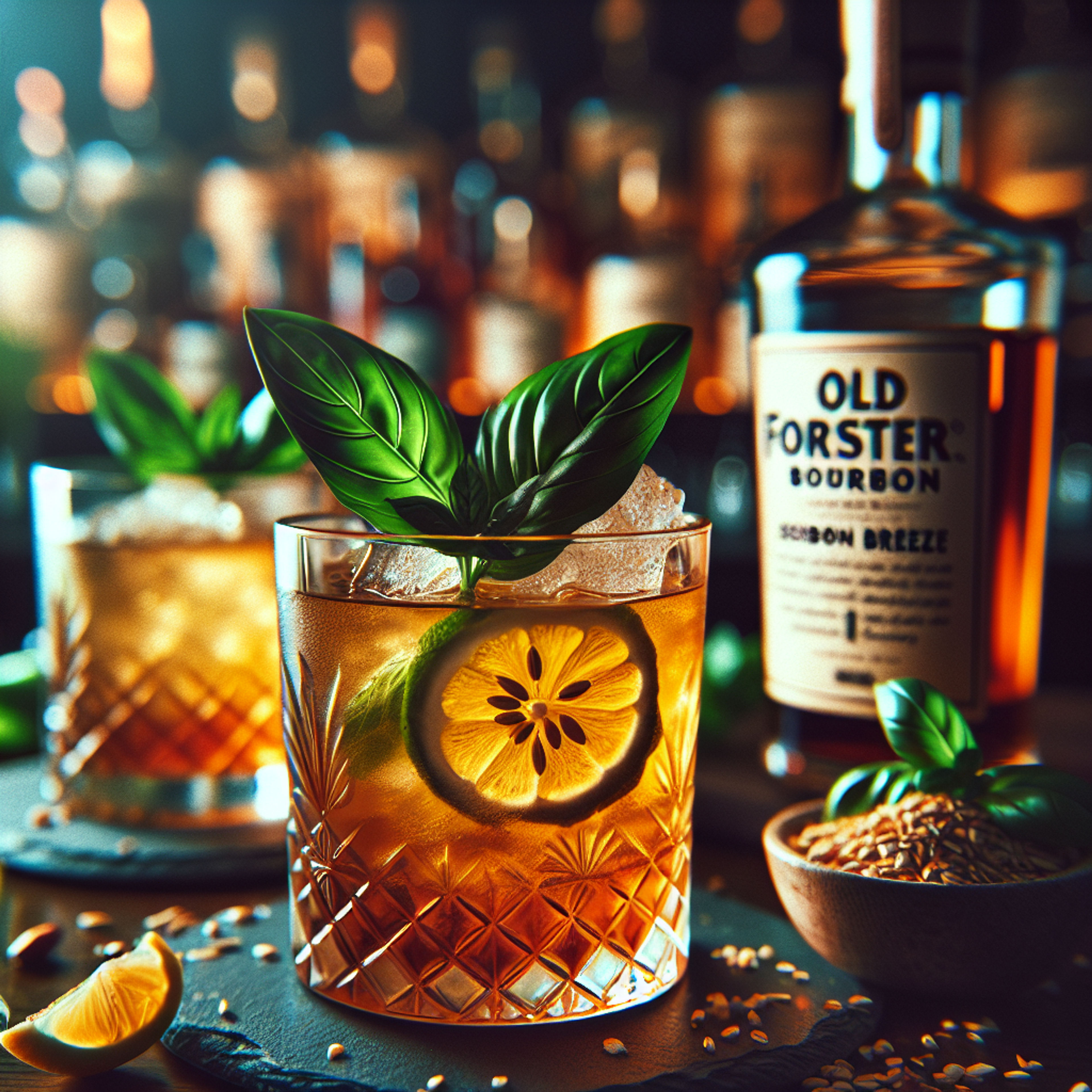 Sesame Basil Bourbon Breeze, Sophisticated bourbon cocktail with sesame ...