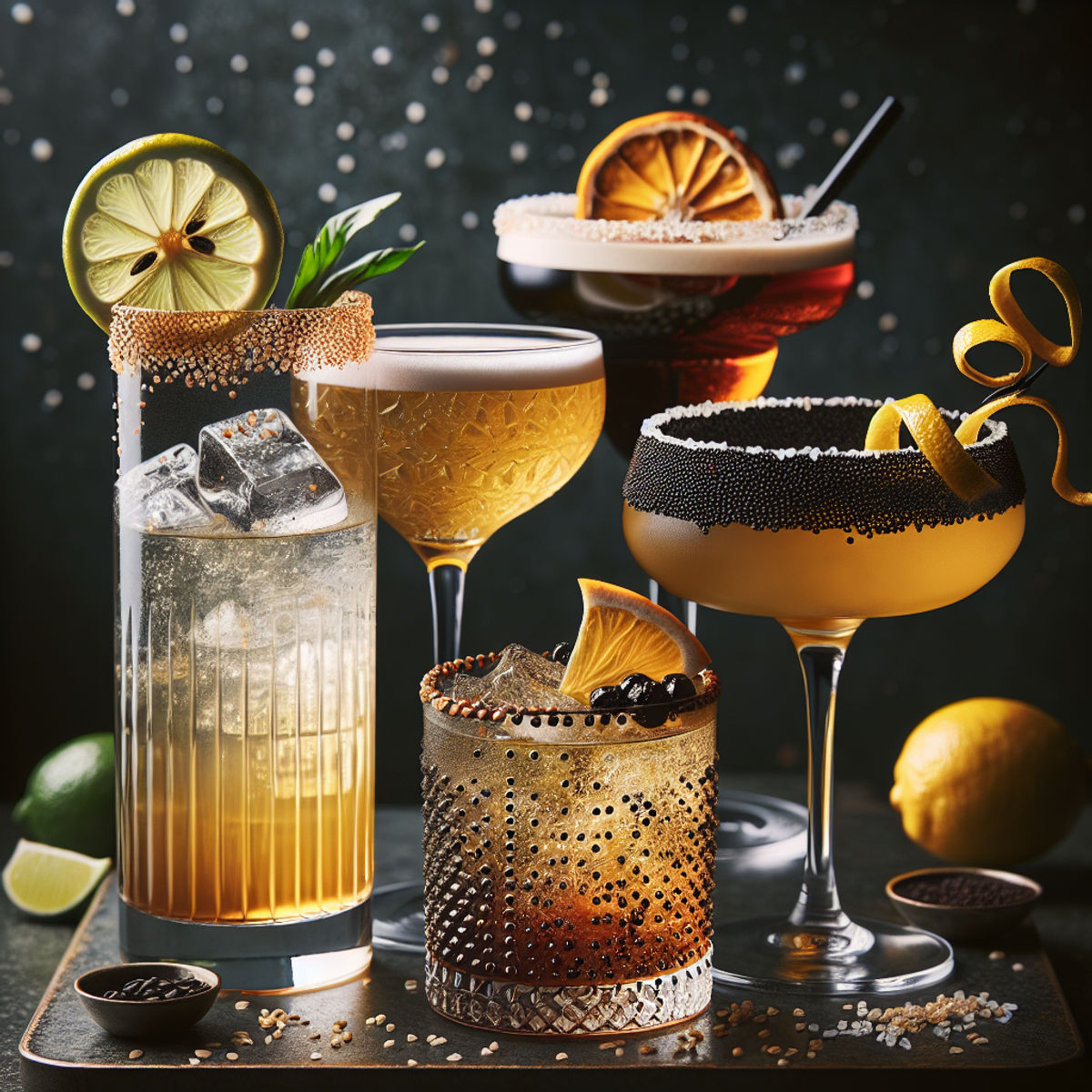 Sesame Breeze, Cocktail with sesame, citrus, and gin for a refreshing drink