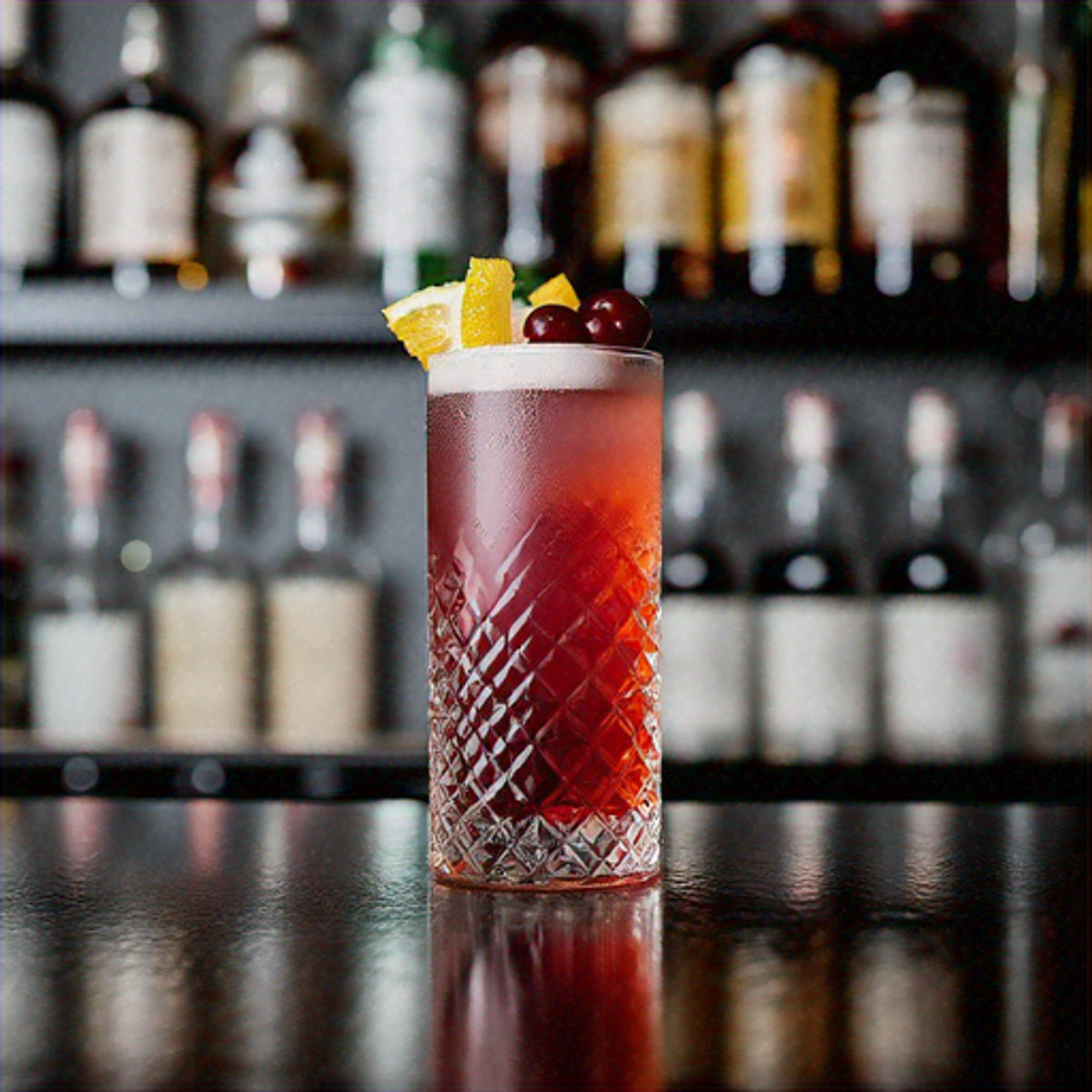 Siberian Wind, Crisp vodka cocktail with cranberry syrup and lime juice