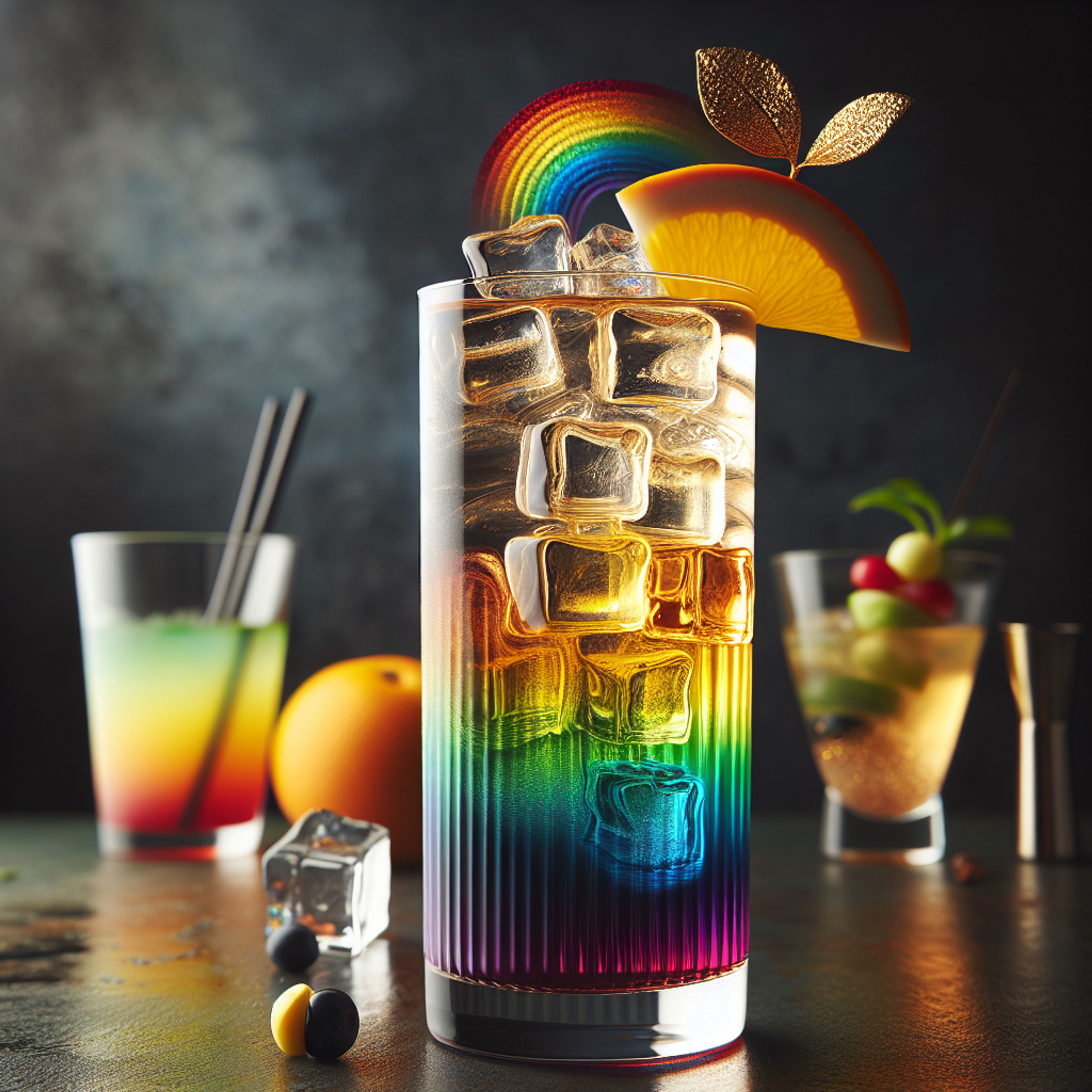 Skyward Spectrum, Innovative rainbow cocktail with fresh soju and coconut milk