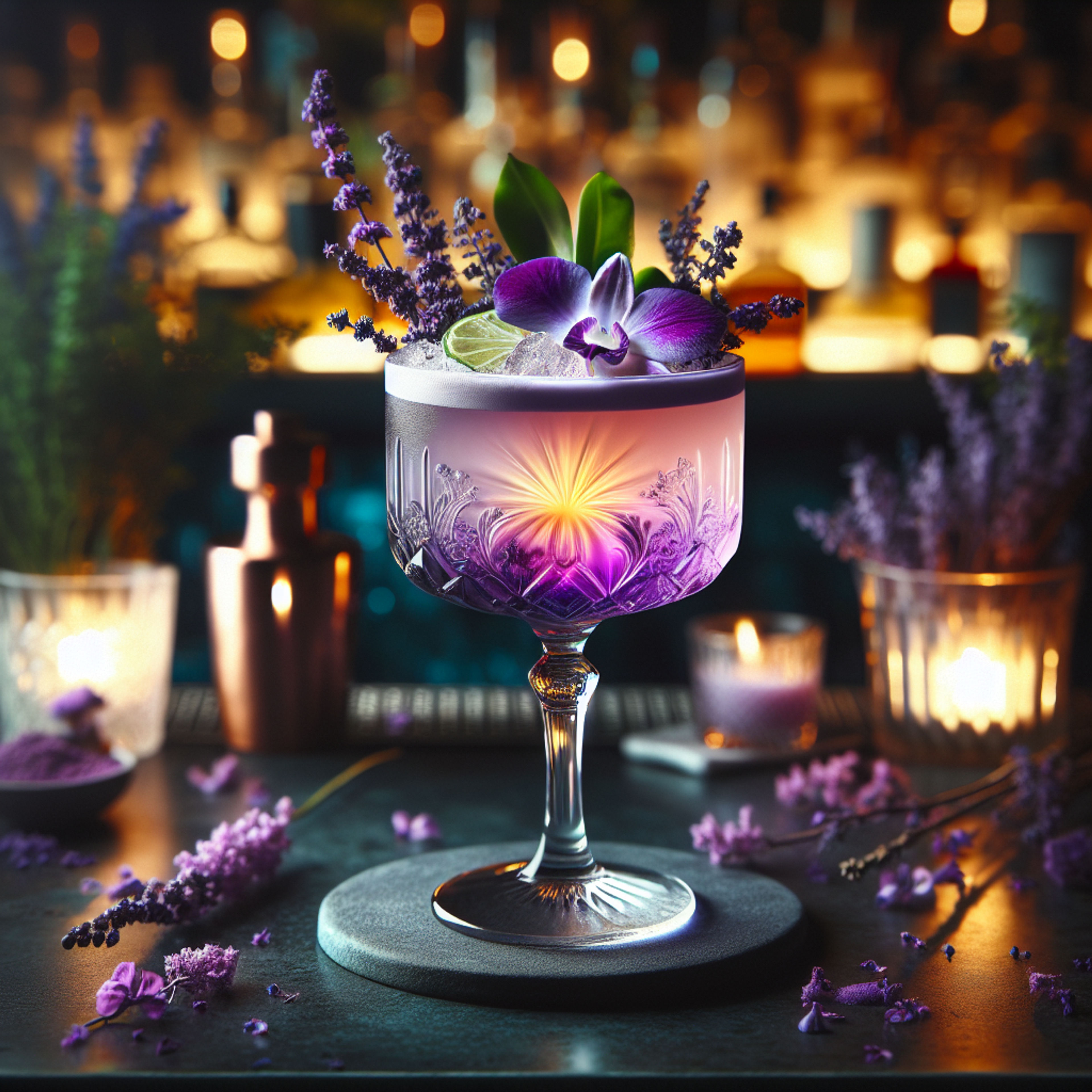 Smokey Orchid Reverie, Enchanting blend of smoky, floral, and crisp flavors