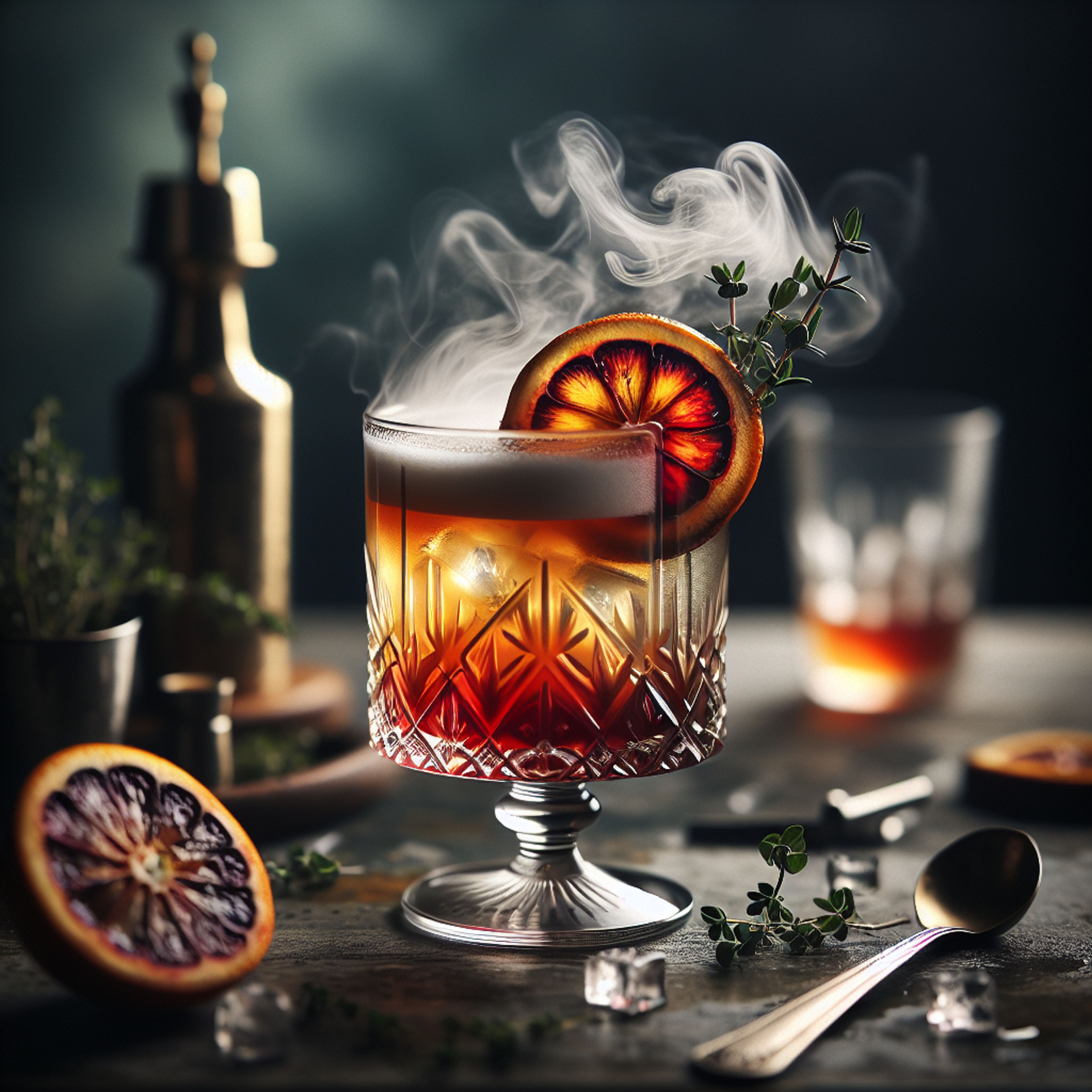 Smoky Orchard Mist, Whiskey cocktail with citrus, smoke, and frothy egg ...
