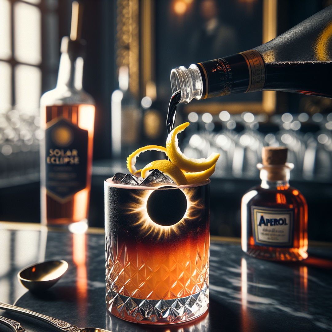 Solar Eclipse Spritz, Enigmatic cocktail capturing solar eclipse essence