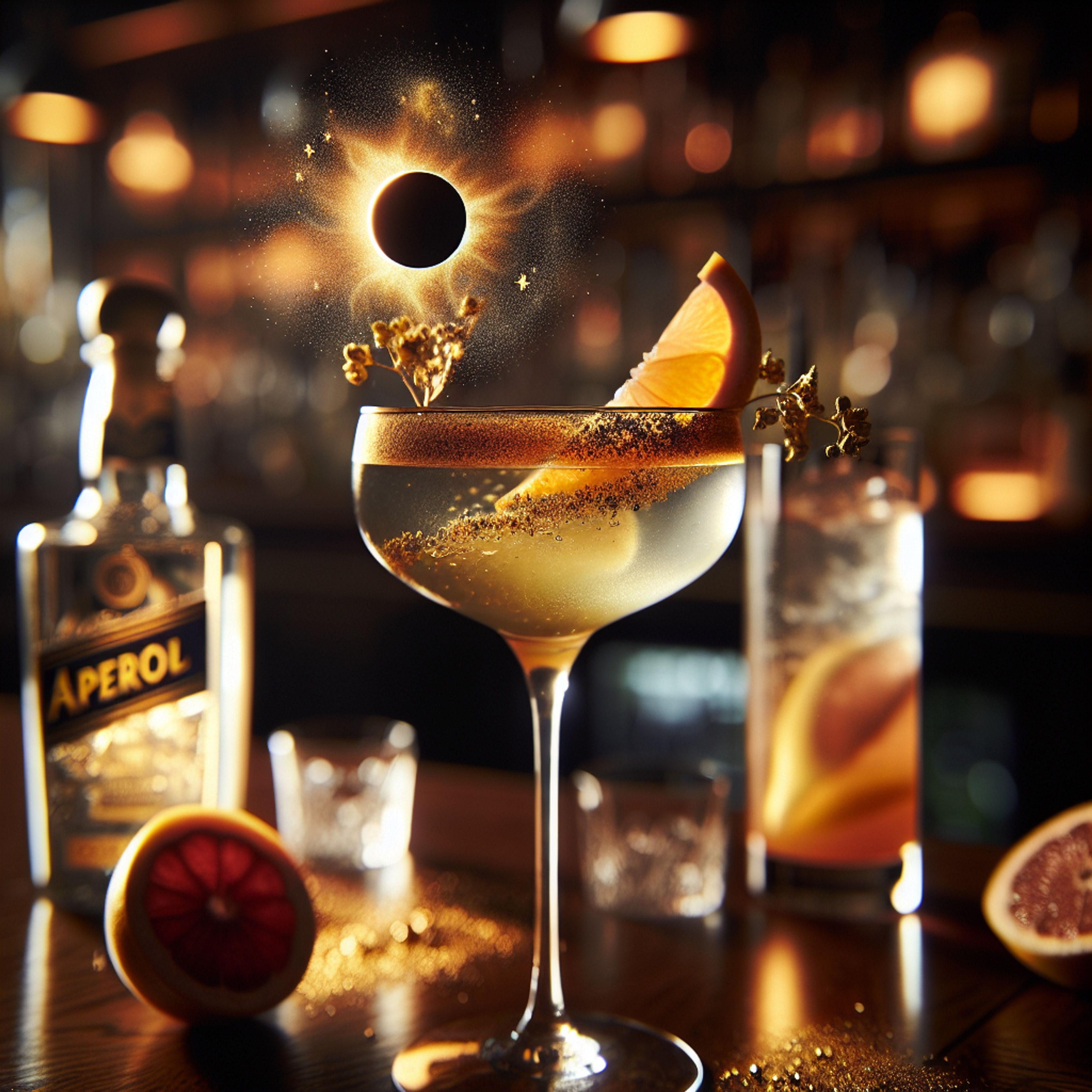 Cosmic Zest Spritz, Cosmic cocktail with zestful whispers