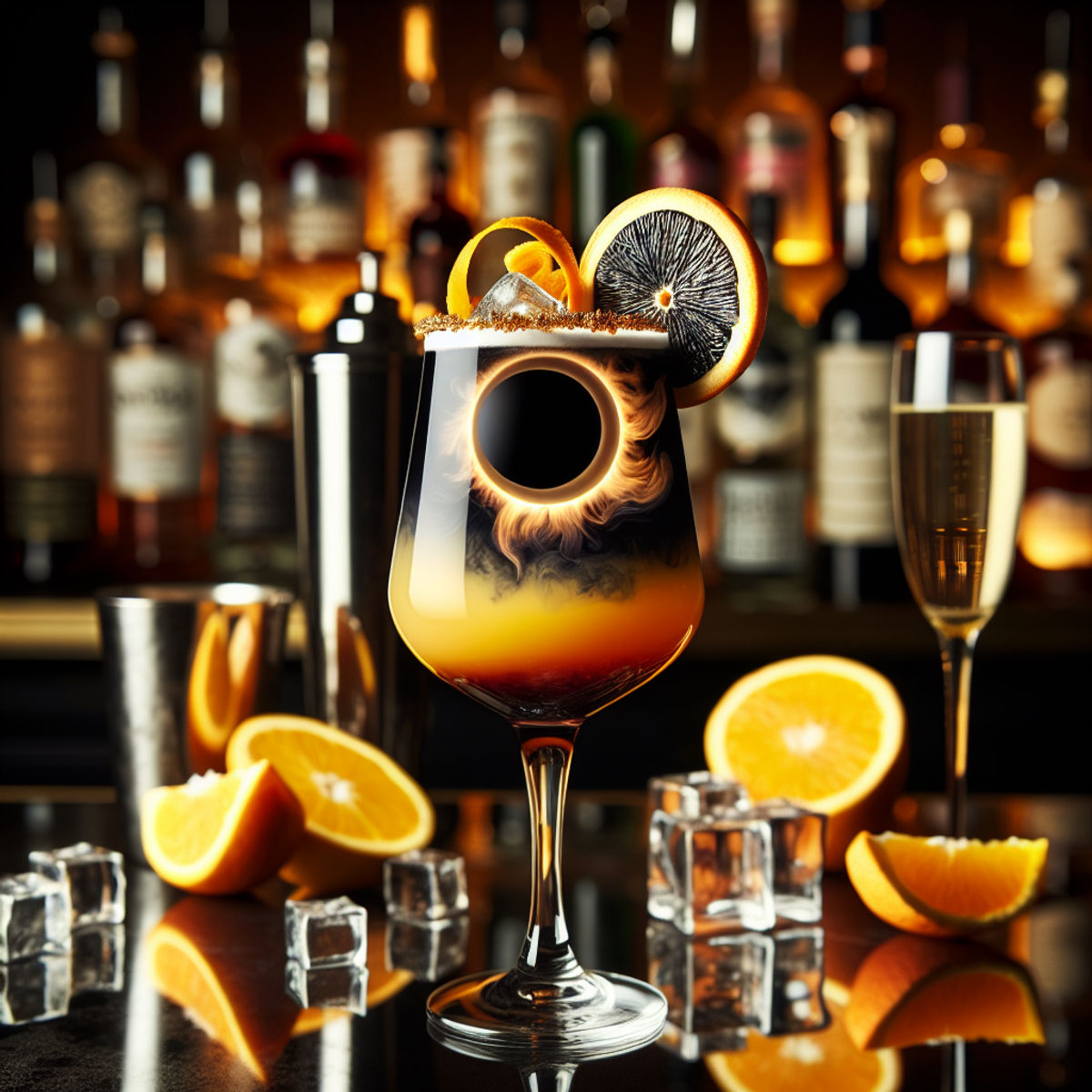Solar Eclipse, Captivating cocktail mimicking a solar eclipse