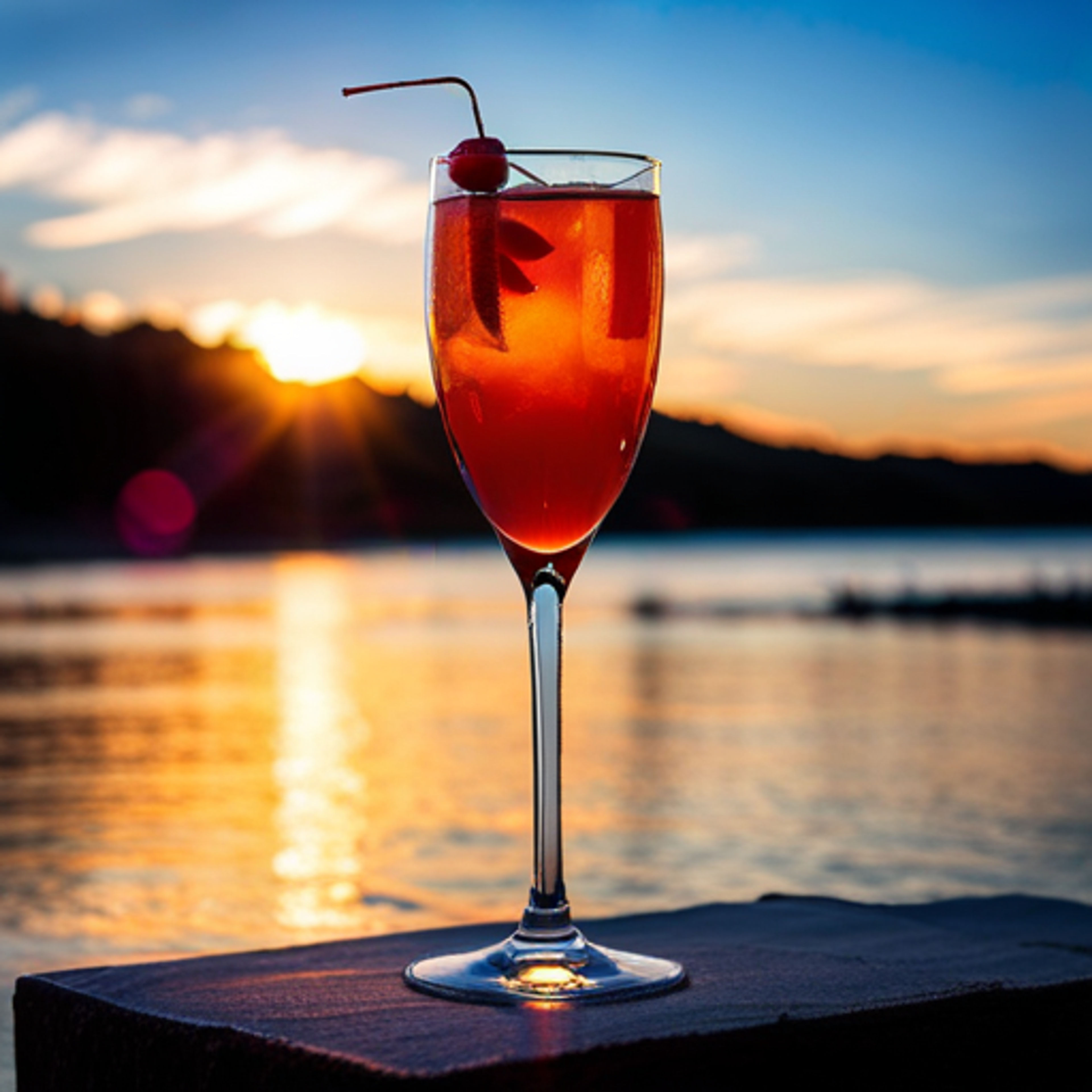 Solstice Sparkle, Elegant summer solstice cocktail with floral and ...