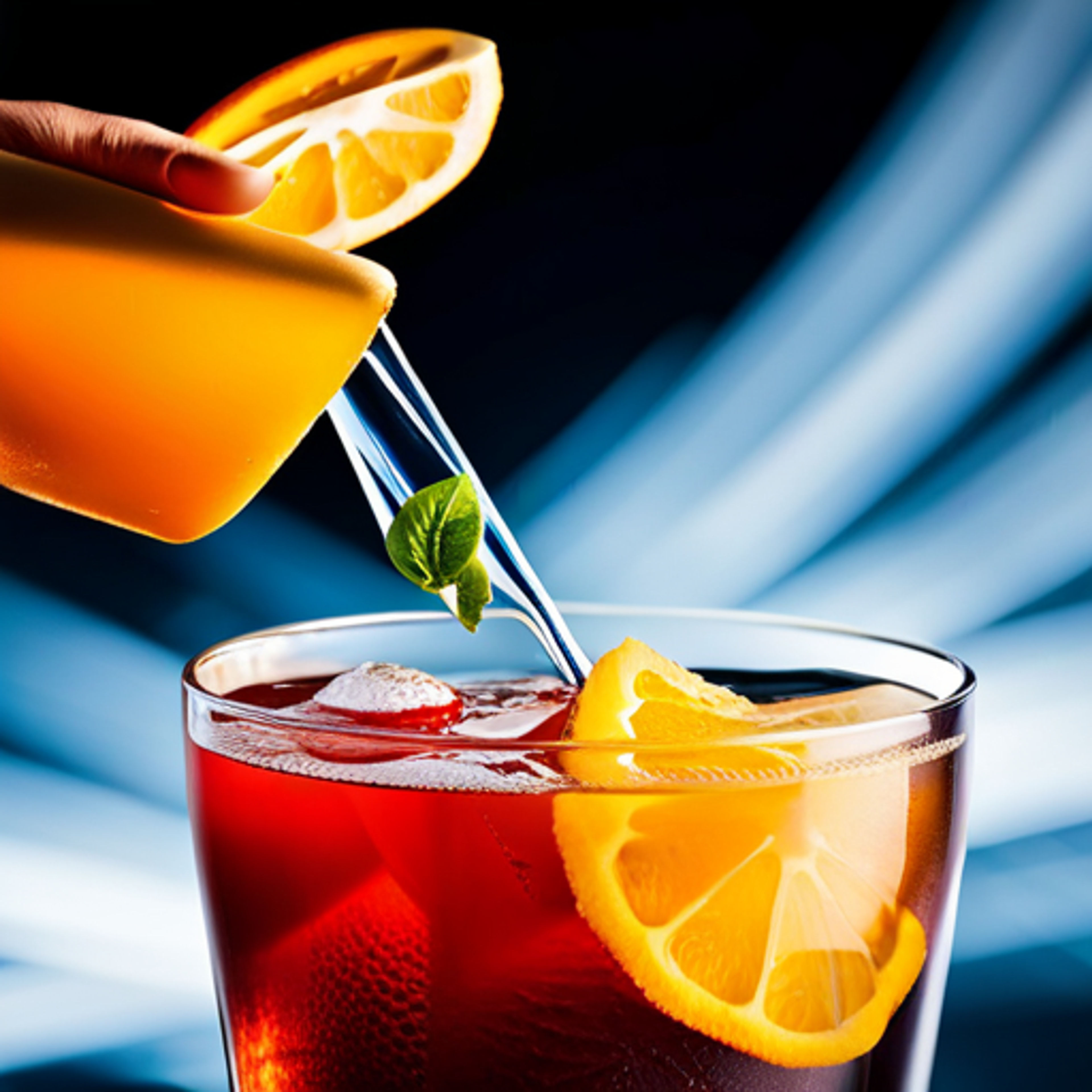 Spiced Ember Fizz, Warm, complex cocktail with bourbon, bitters, and spice