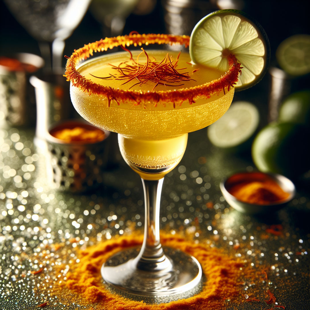 Spiced Saffron Margarita, Exotic Indian spiced margarita with saffron syrup