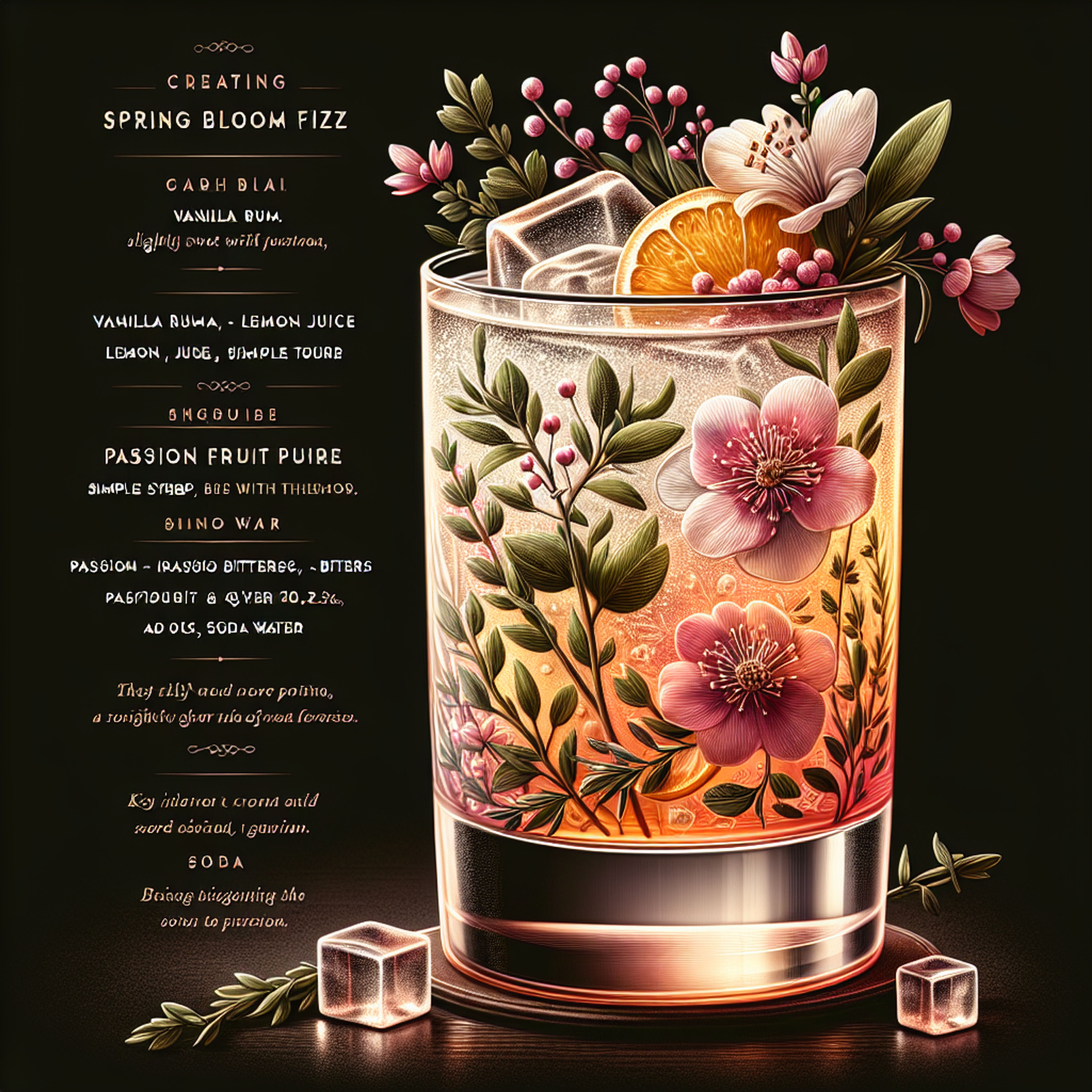 Spring Bloom Fizz, Refreshing spring cocktail with floral and citrusy notes
