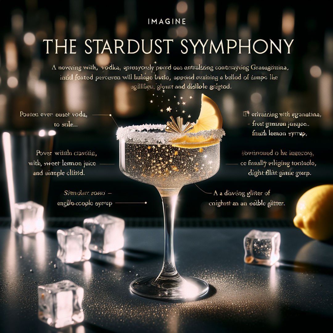 Stardust Symphony, Elegant cocktail with vodka, granatina, and edible ...