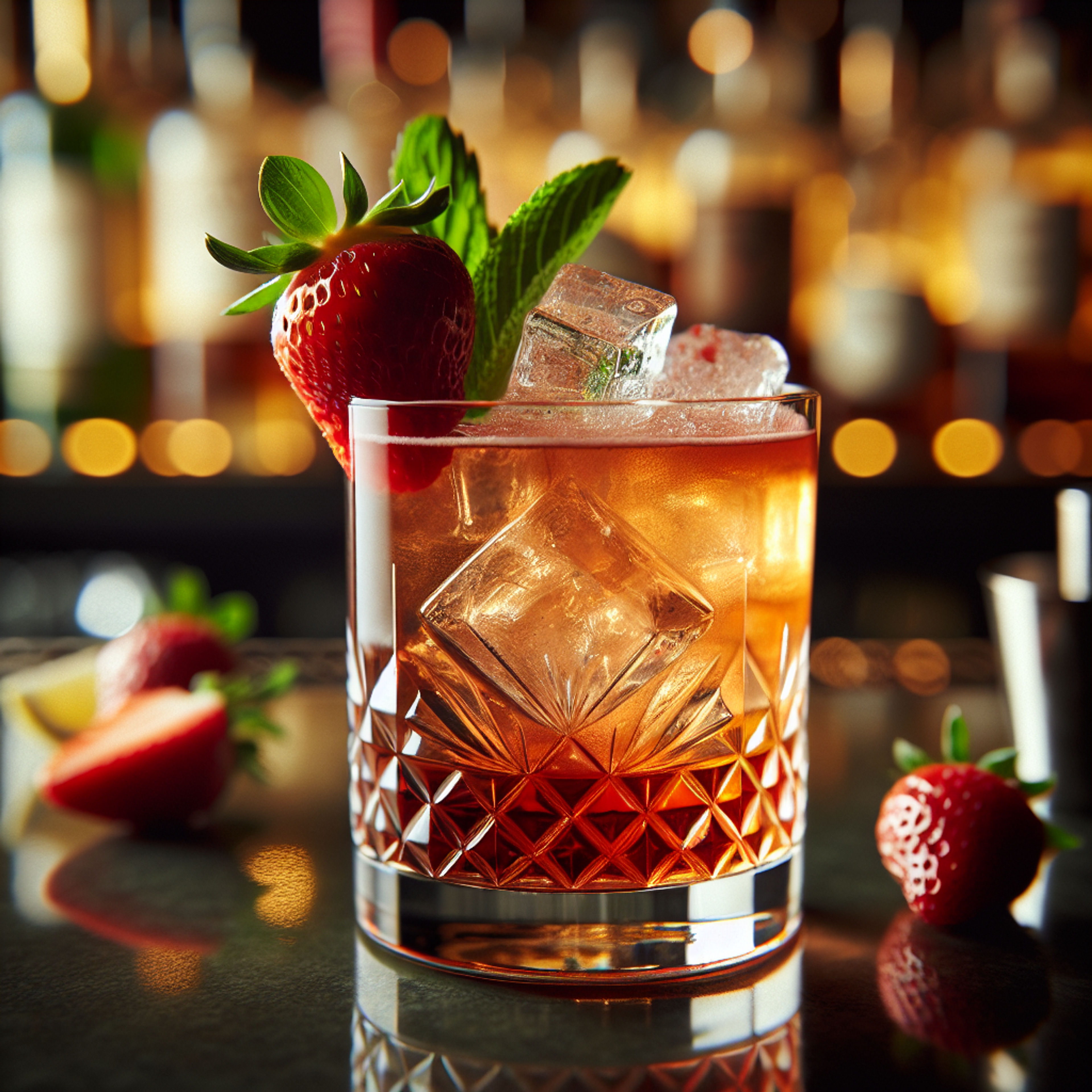 Strawberry Rye Elixir, Refined cocktail with rye whiskey and strawberry ...