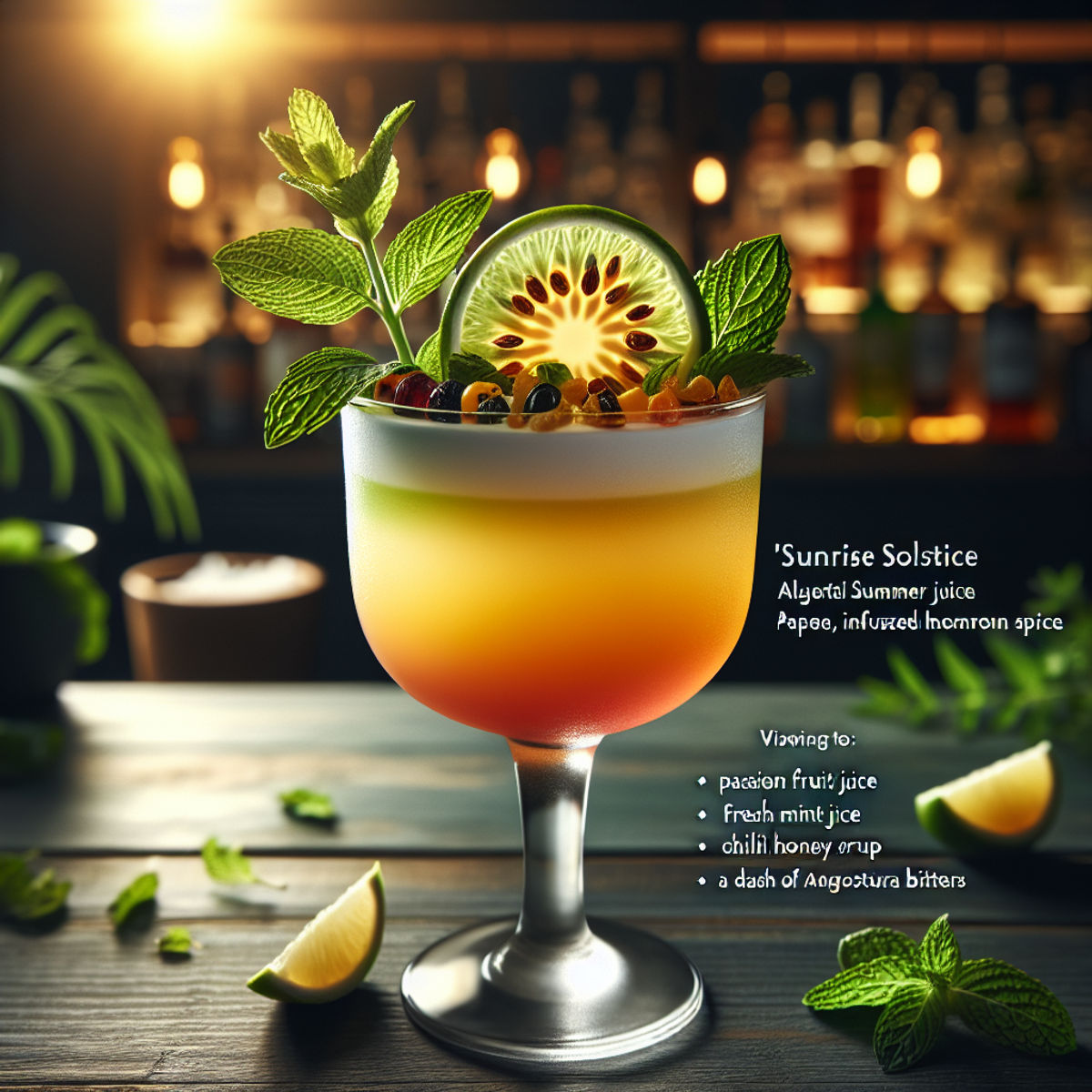 Sunrise Solstice Cocktail, Vibrant, refreshing cocktail celebrating the ...