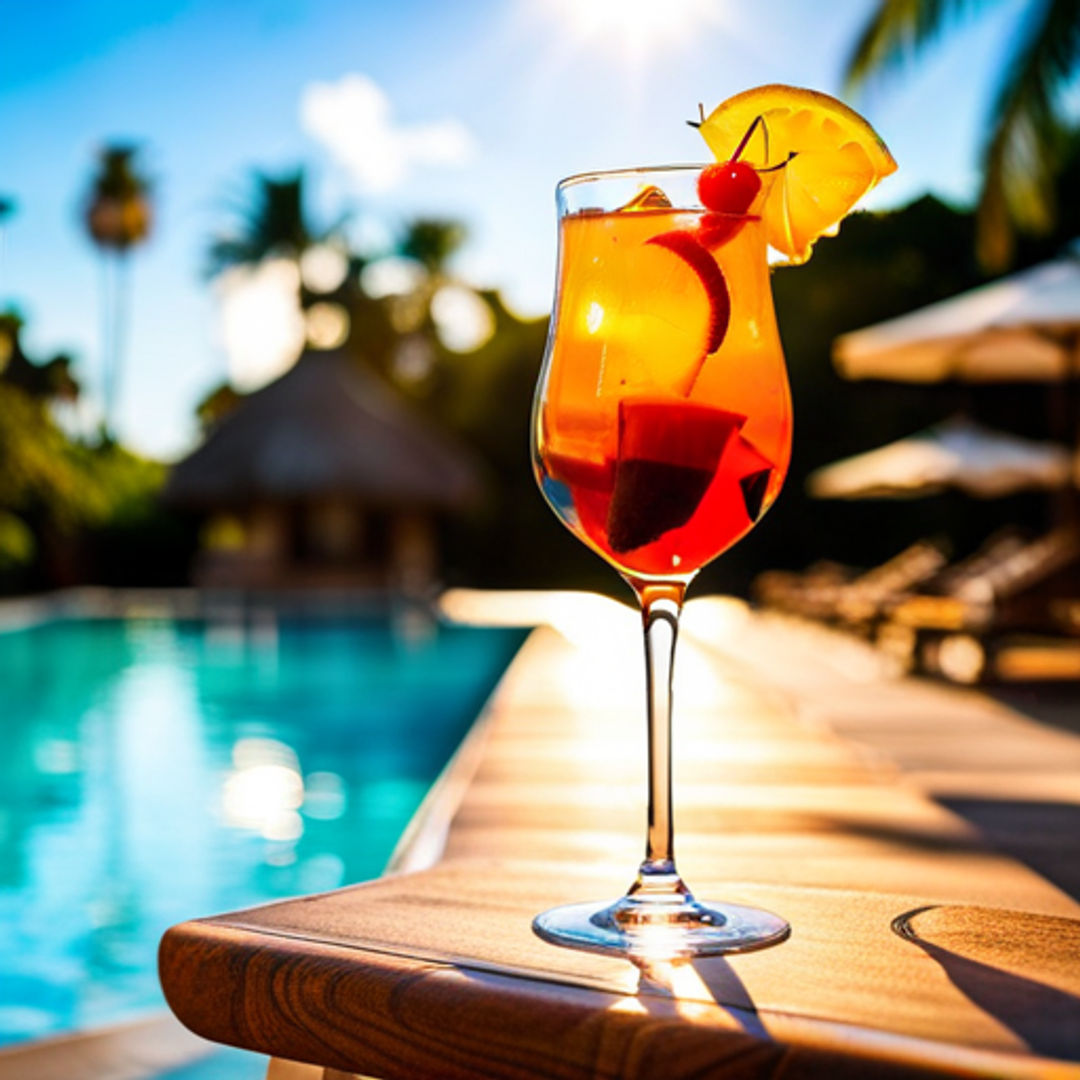 Sunset Citrus Breeze, Tropical citrus cocktail with sweet and tangy notes