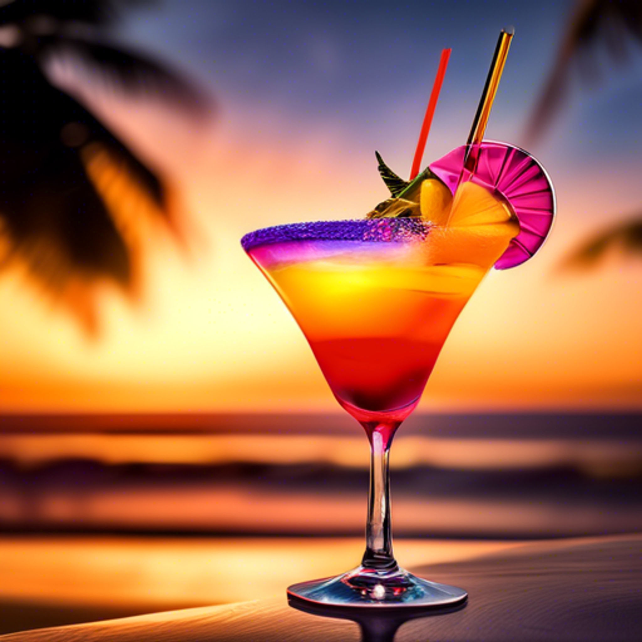 Sunset Harmony, Refreshing non-alcoholic cocktail with citrus, tropical ...