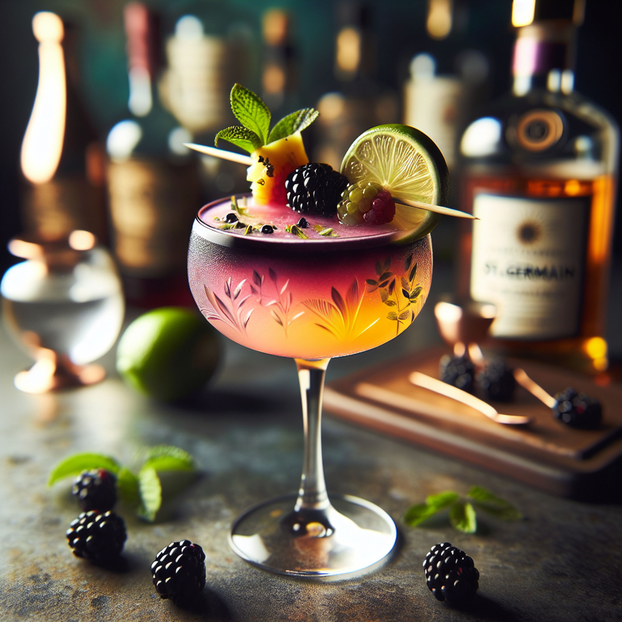Sunset in the Orchard, Orchard-inspired cocktail with blackberry ...