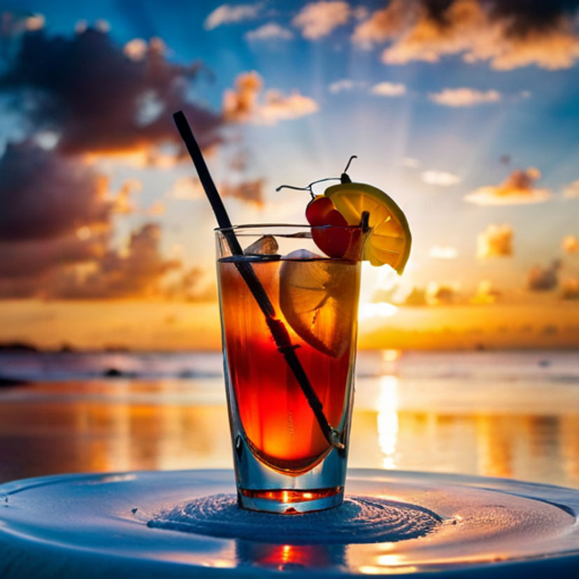 Sunset Lemonade Delight, Refreshing sunset cocktail with layered colors ...