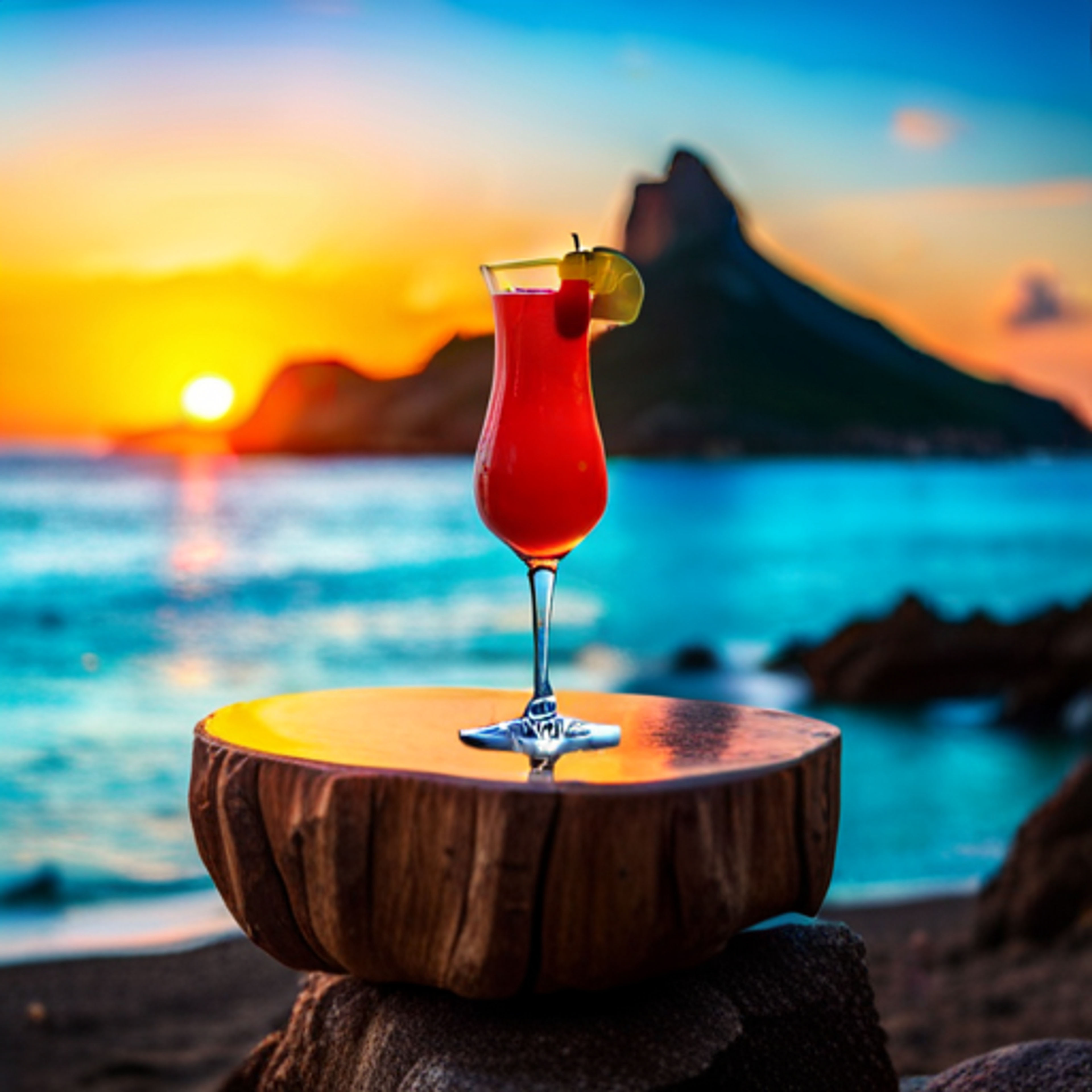 Sunset Maracuya Fizz, Tropical summer cocktail with maracuya and fizz