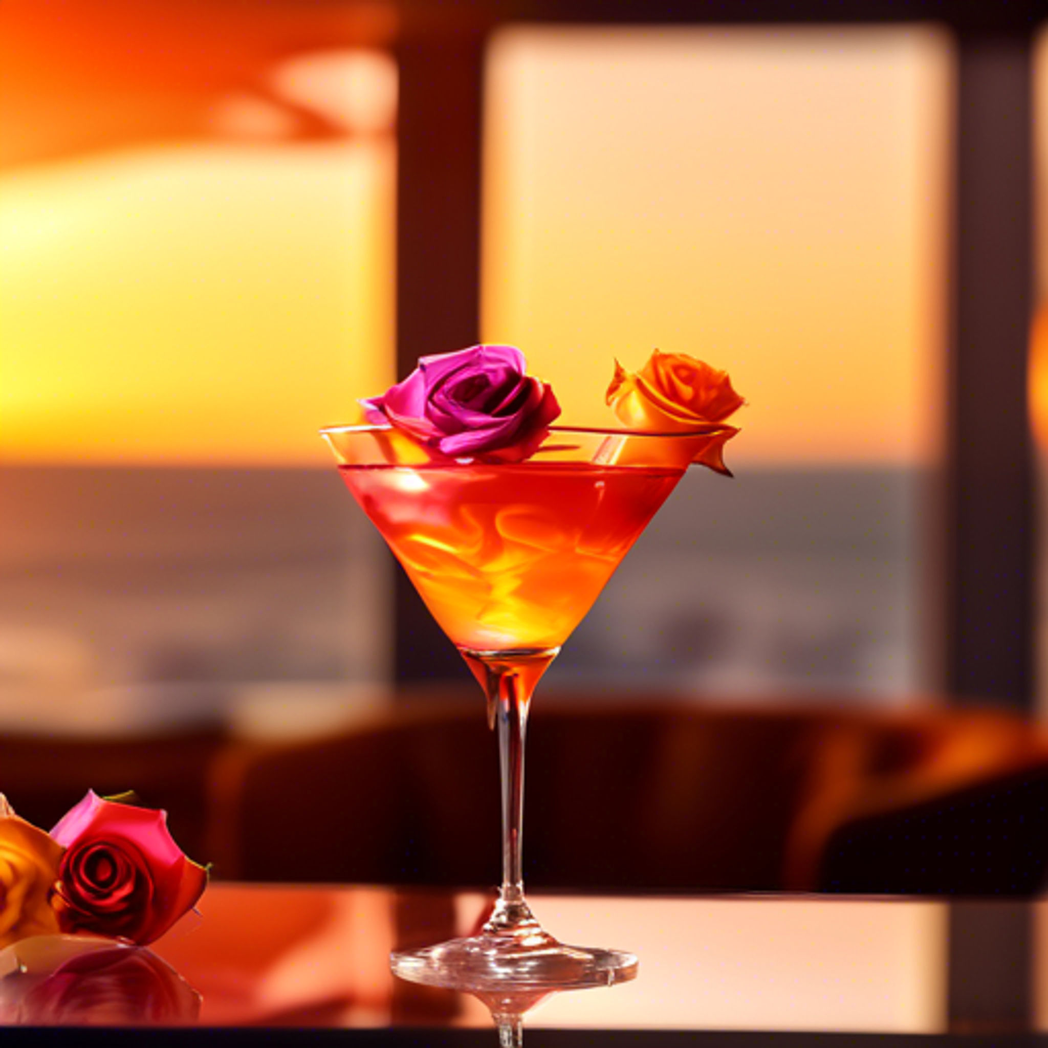 Sunset Roses, Bold, oaky Four Roses Bourbon with Aperol and Cocchi Americano