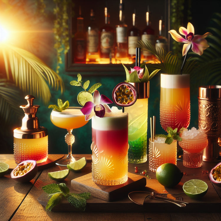 Sunset Solstice, Vibrant, refreshing cocktail capturing essence of ...