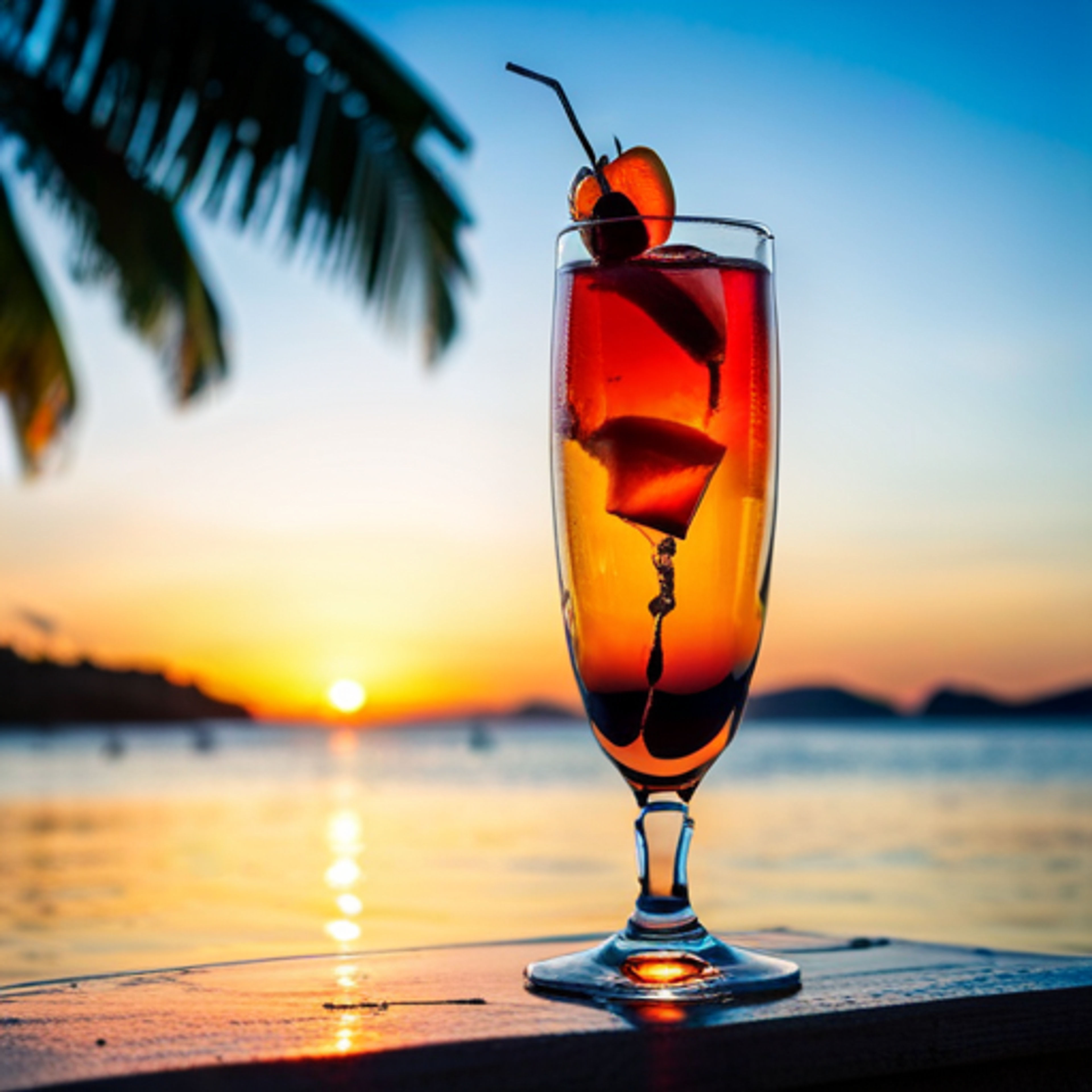 Sunset Whisper, Bold, fruity cocktail with vibrant flavors and low ...