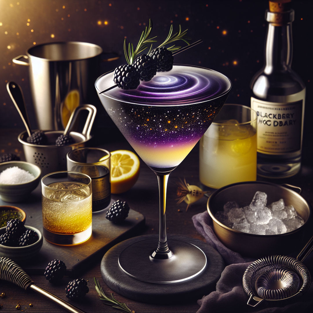 The Midnight Mirage Martini, Layered cocktail with blackberry, rosemary ...