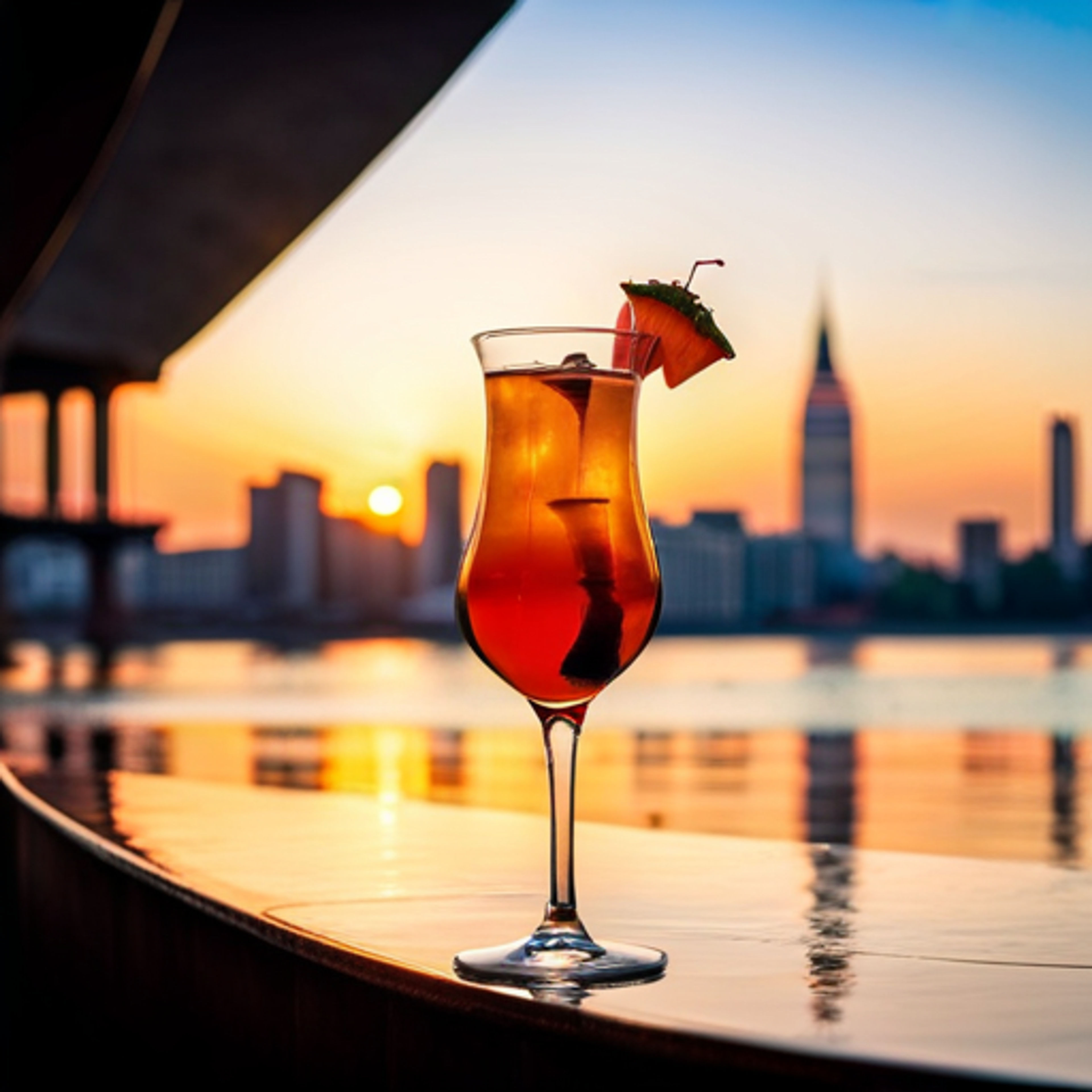Tokyo Sunset, Balanced, vibrant cocktail with exotic flavors