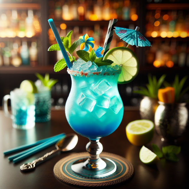 Tropical Azure Escape, Refreshing tiki drink with vodka, rum, blue ...