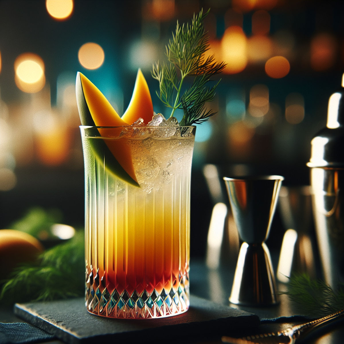 Tropical Dill Delight, Tropical Dill Delight cocktail with mango, dill ...