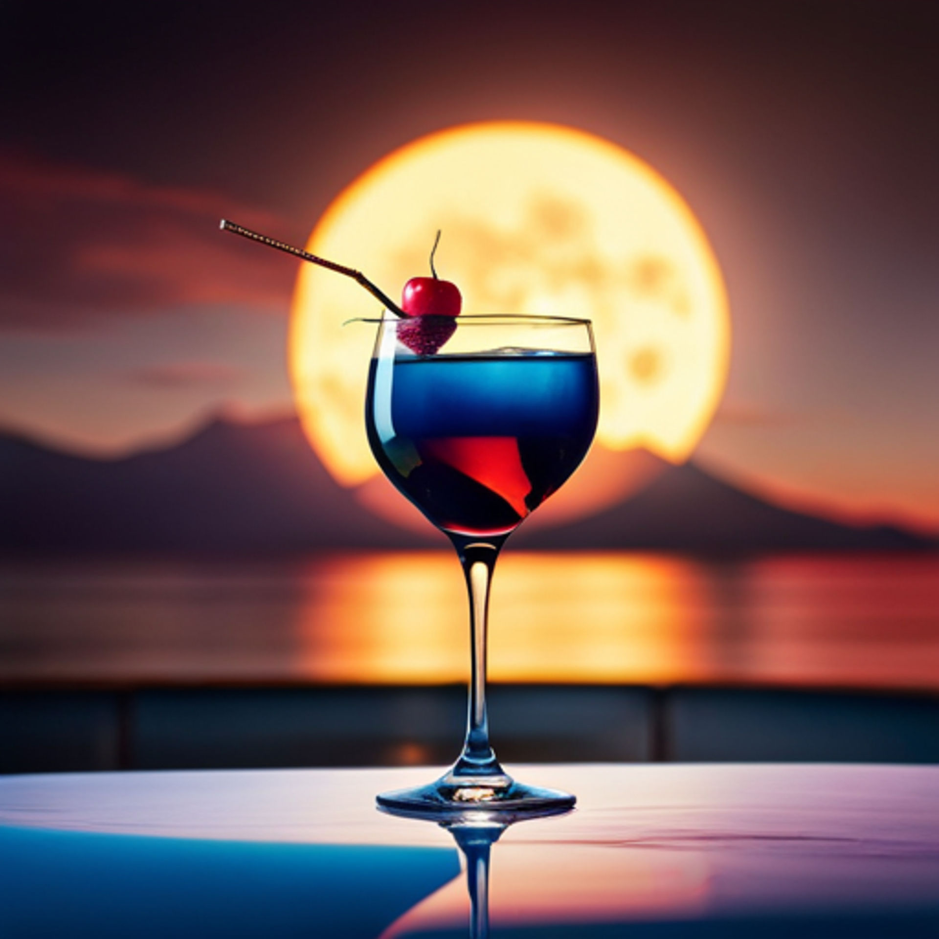 Tropical Eclipse, Tropical Eclipse cocktail with mesmerizing deep blue hue