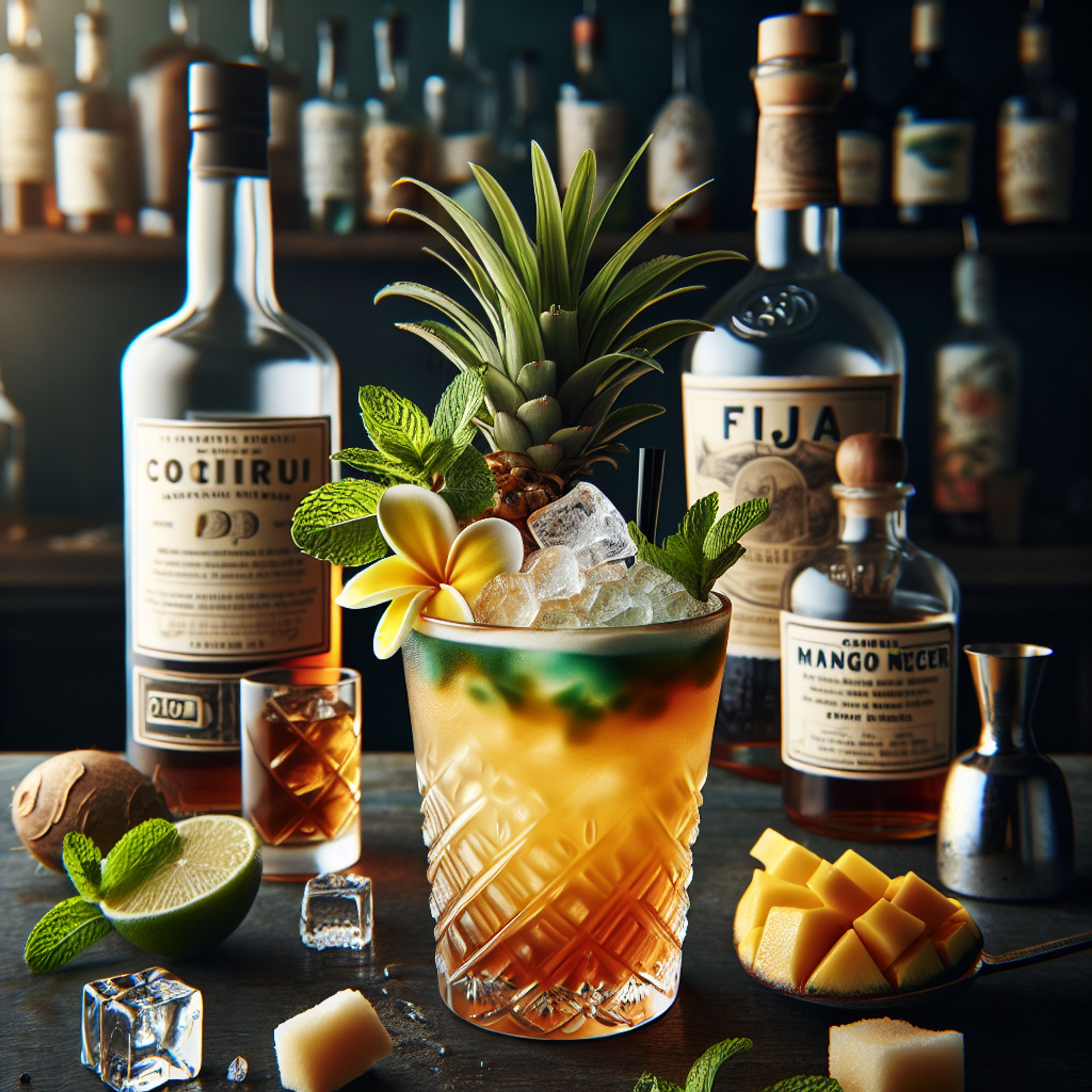Tropical Fijian Bliss, Exotic cocktail inspired by Fiji's tropical essence