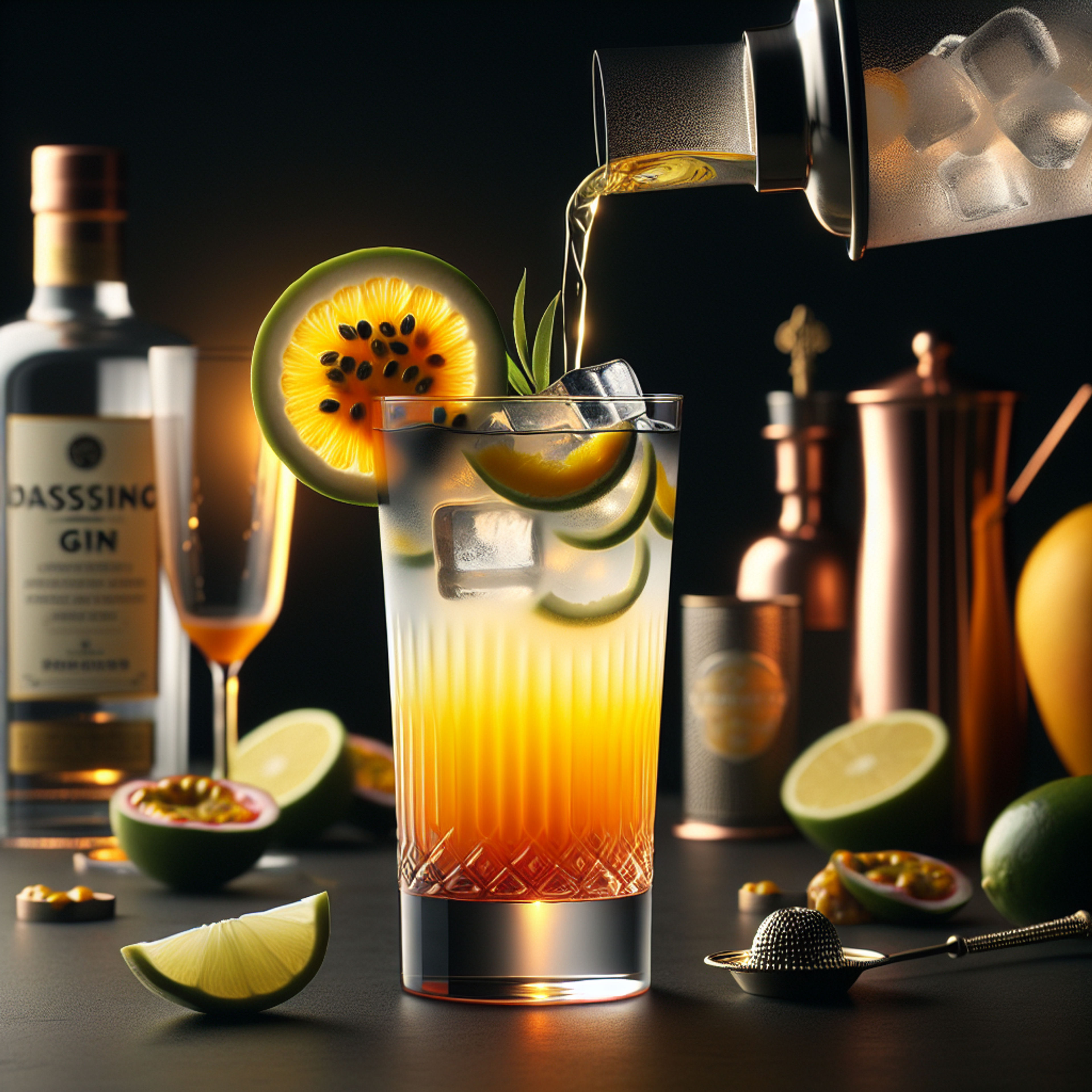 Tropical Gin Sunrise, Refreshing tropical gin cocktail with visually ...