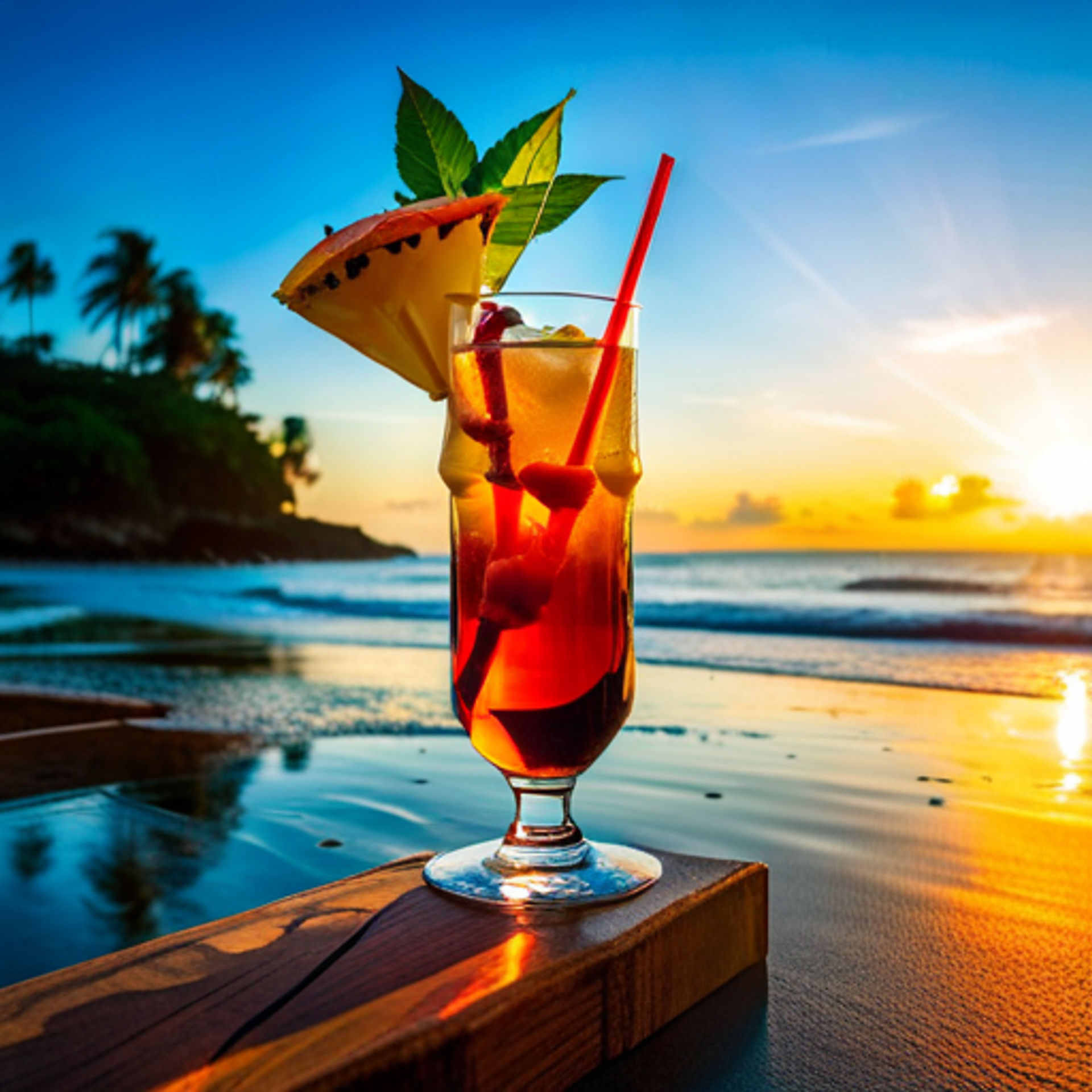 Tropical Illusion, Tropical cocktail with rum and absinthe twist