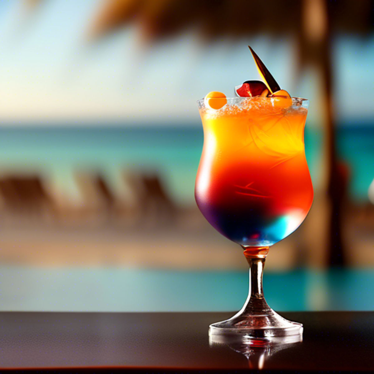 Tropical Inferno, Fiery tropical cocktail with rum, ginjinha, and smoky ...