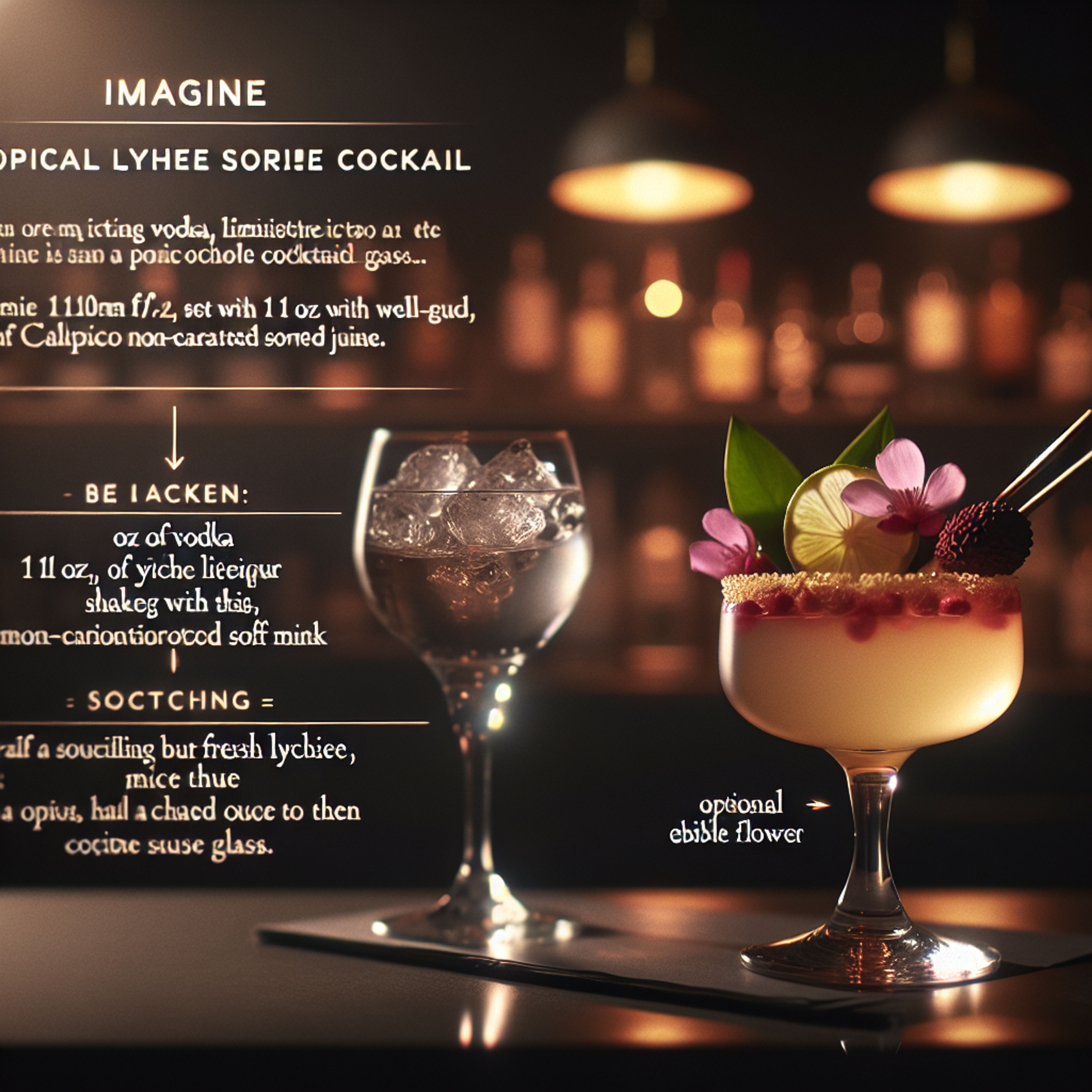 Tropical Lychee Soiree, Refreshing and exotic lychee cocktail