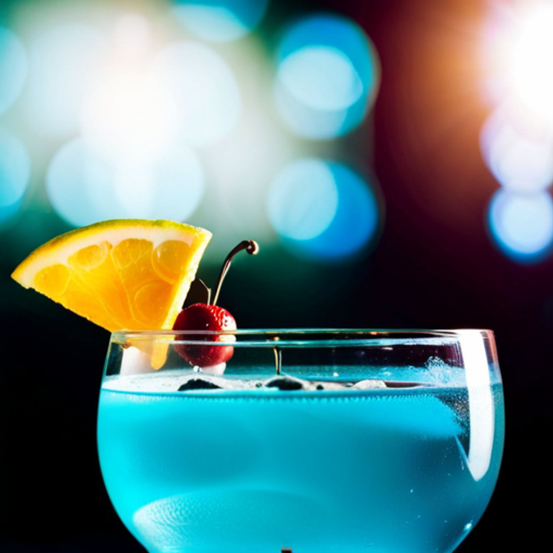 Tropical Mirage, Vibrant cocktail with Midori, vodka, rum, and tropical ...