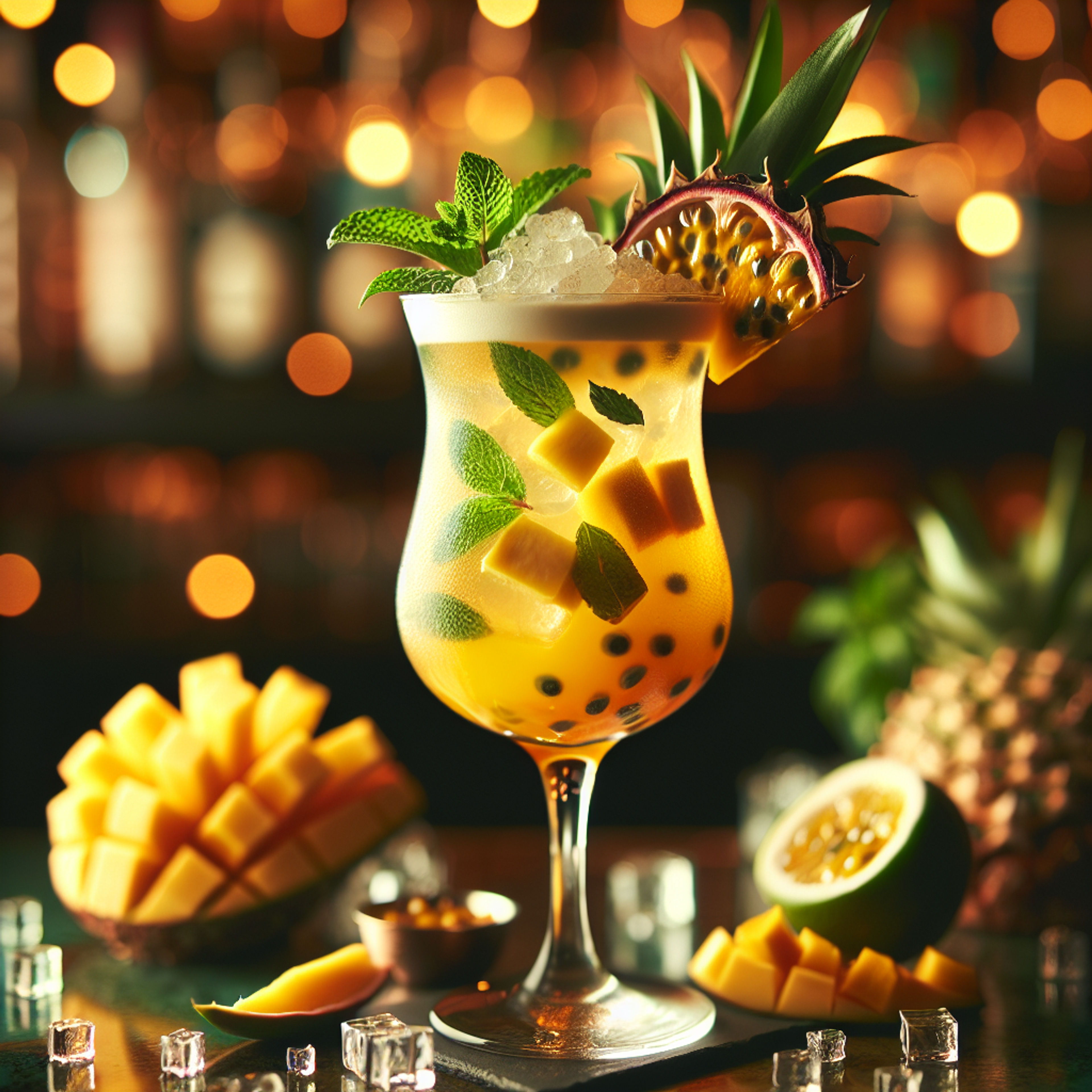 Tropical Serenade, Tropical cocktail with mango, pineapple, passion ...