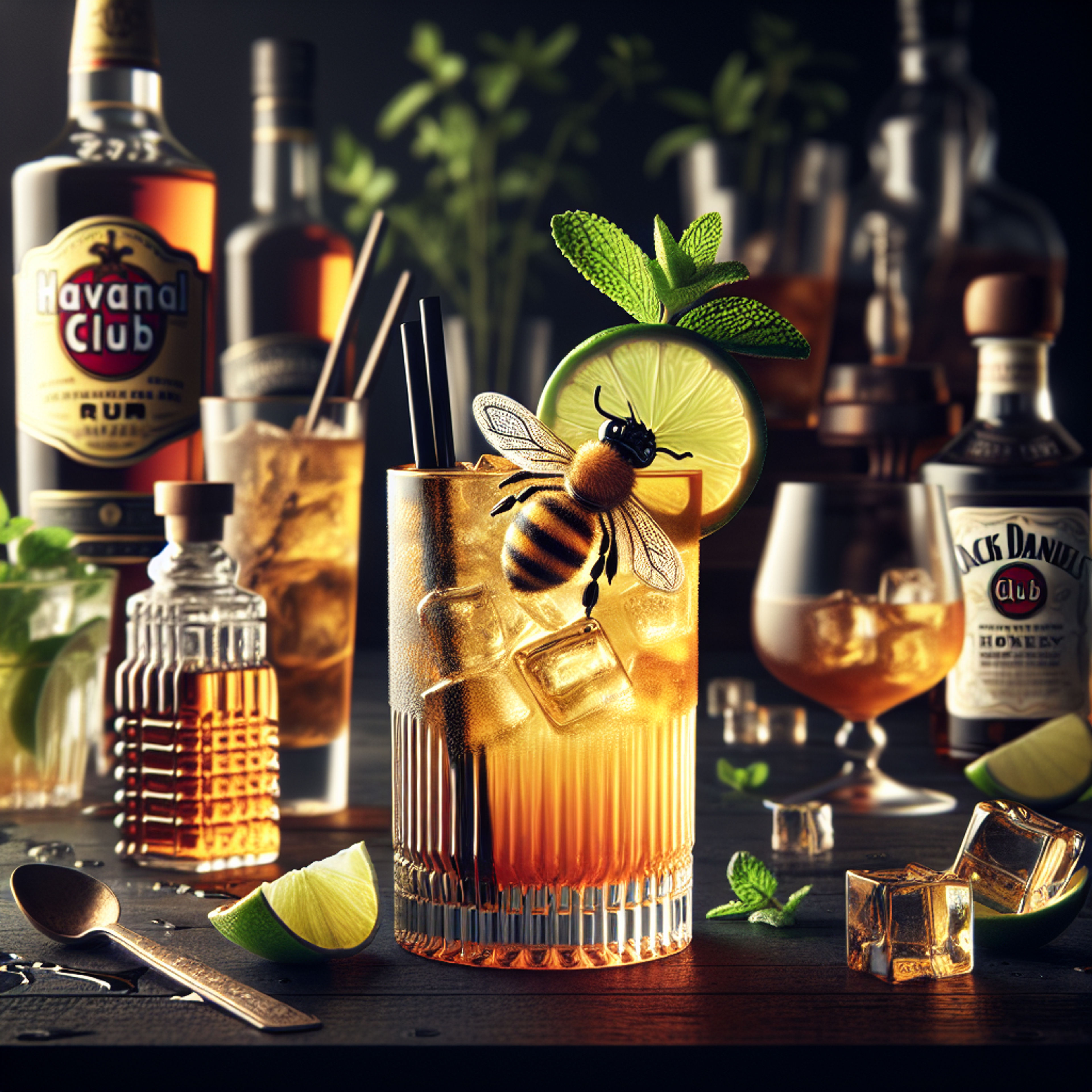 Tropical Smokey Bee, Refreshing cocktail with rum, honey, citrus, and ...