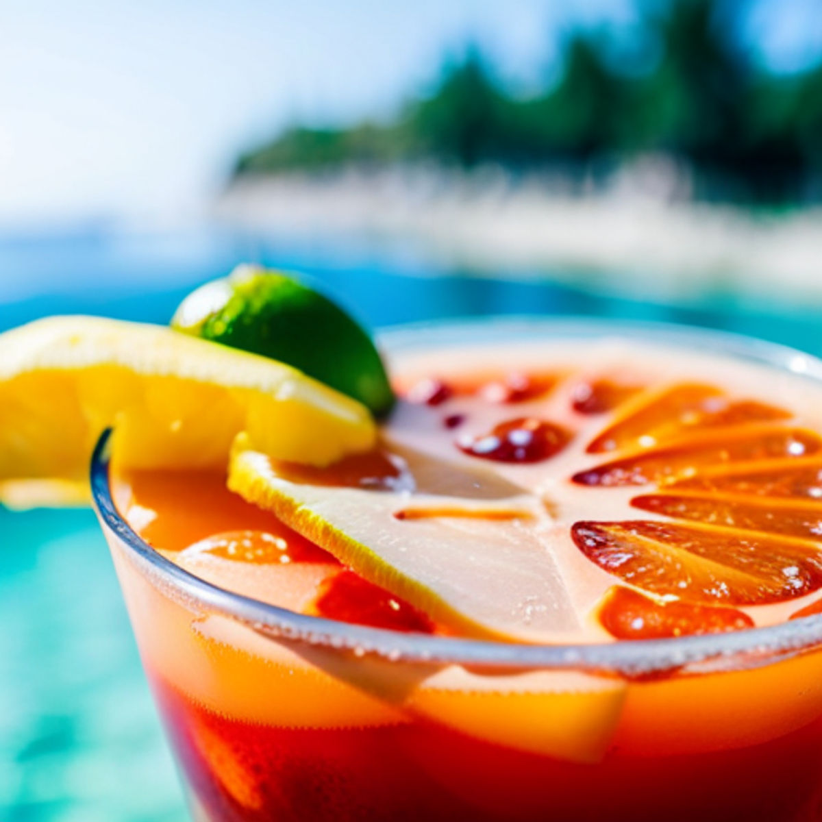 Tropical Sunrise Splash, Vibrant tropical cocktail with white rum and ...