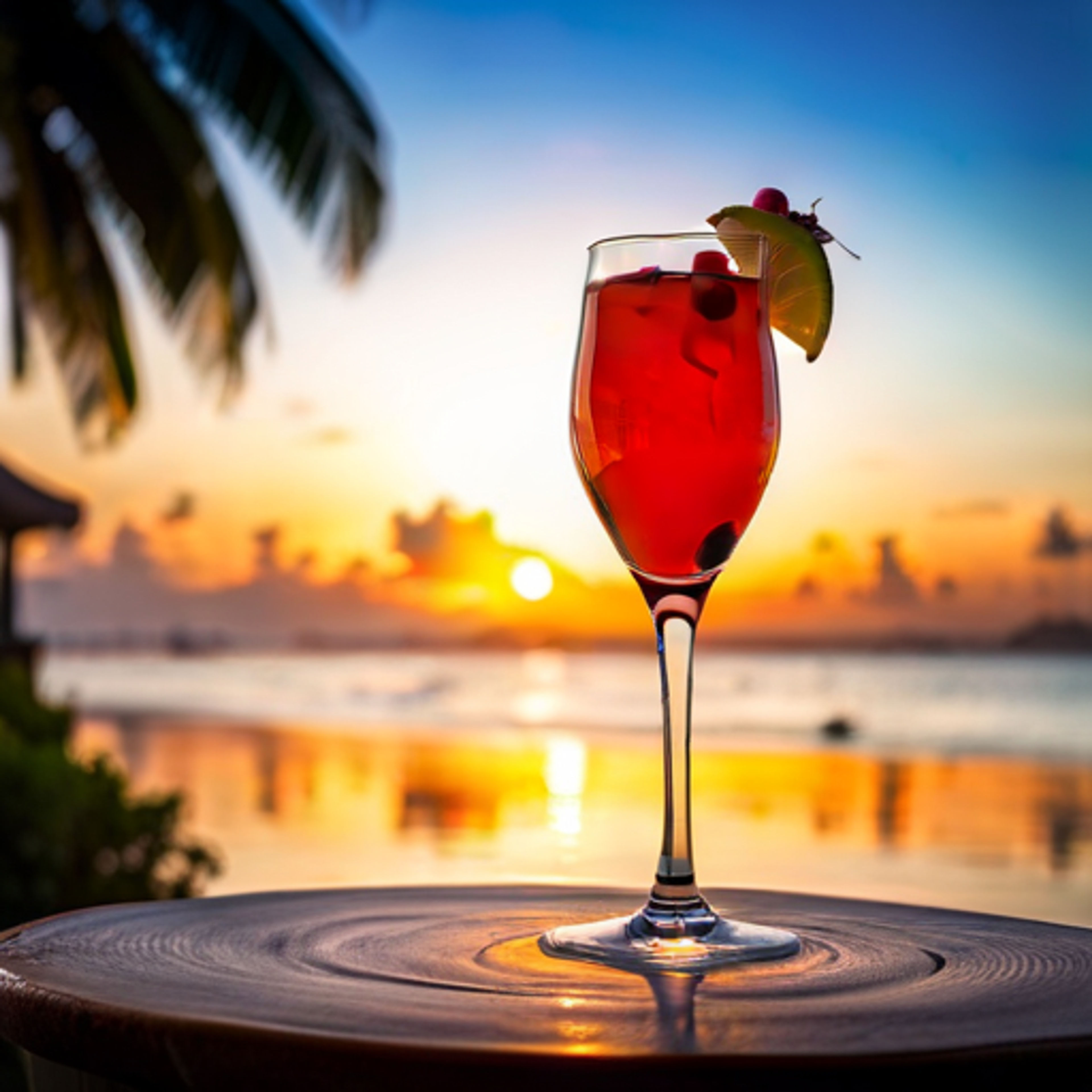 Tropical Sunset Bliss, Refreshing tropical cocktail