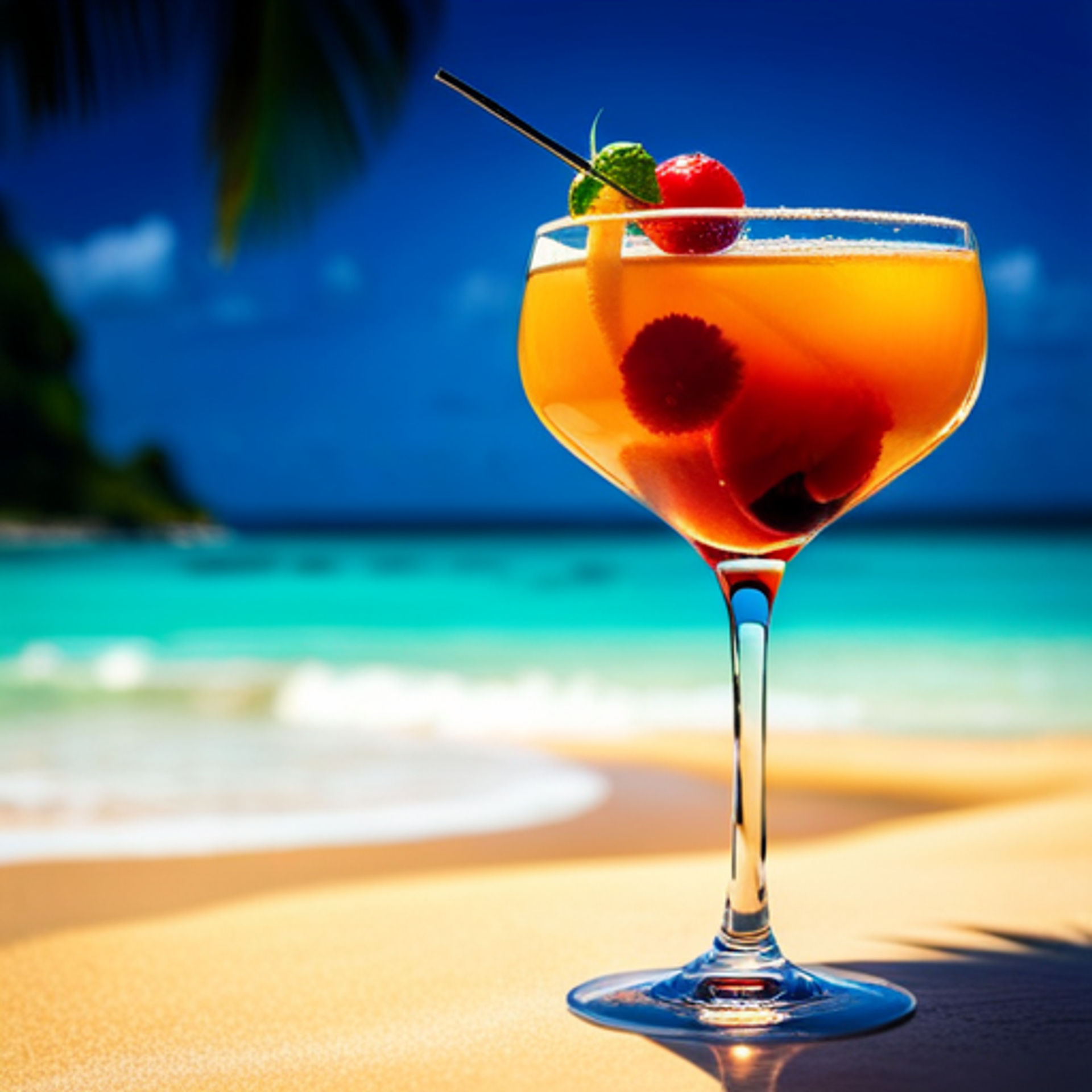 Tropical Sunset Mocktail, Vibrant, alcohol-free tropical cocktail with ...