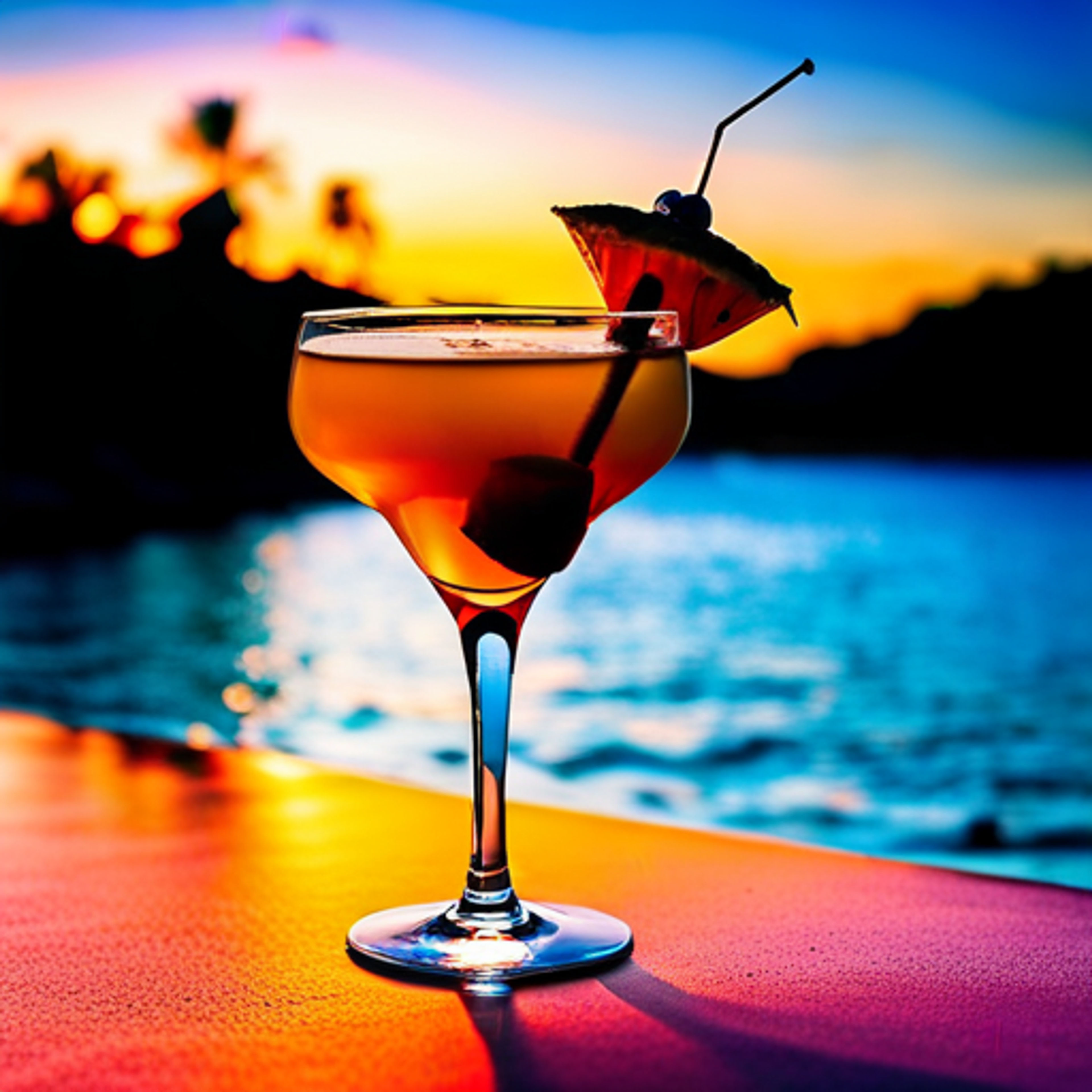 Tropical Sunset Serenade, Tropical sunset cocktail with white rum and ...